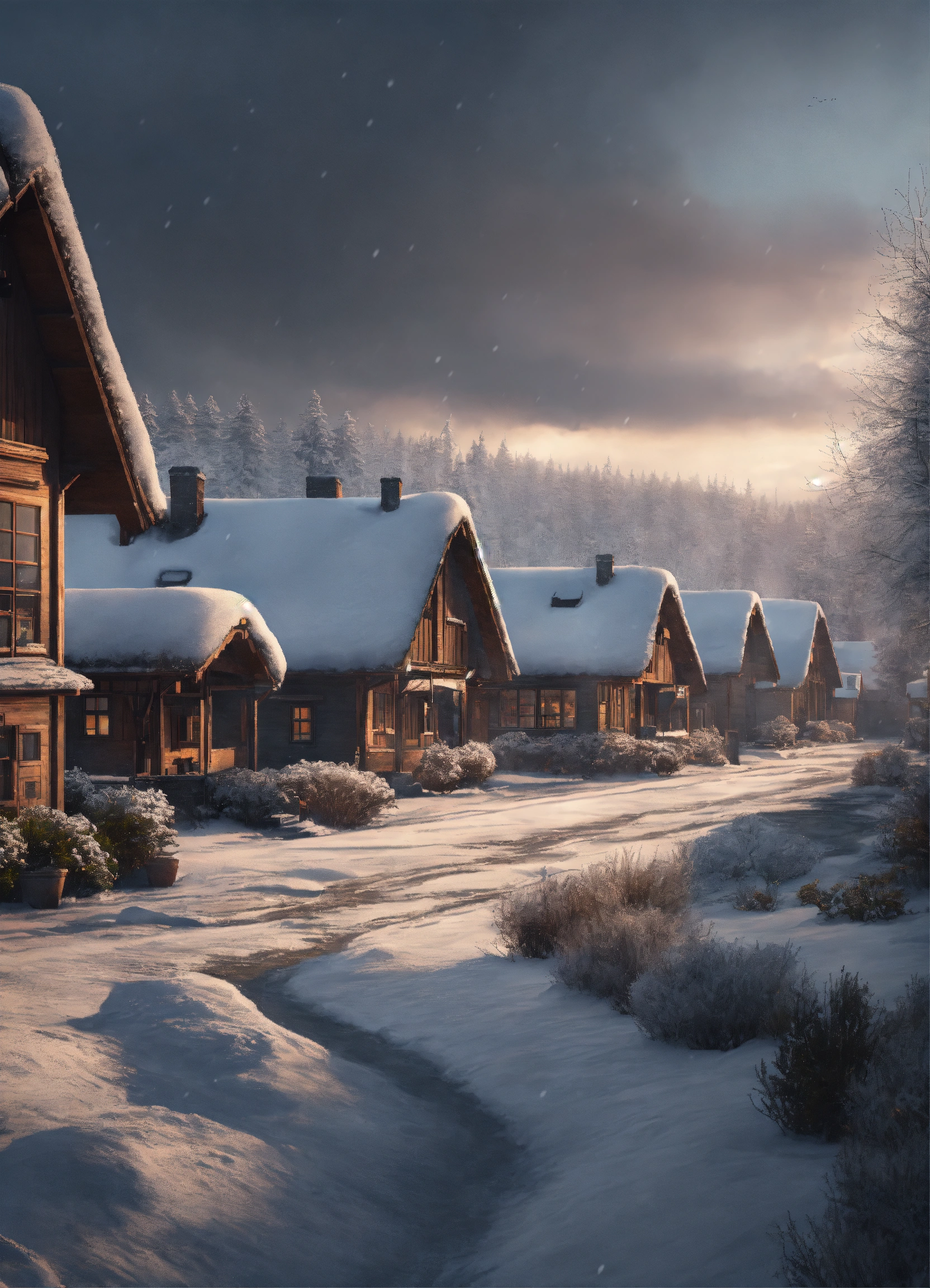Lexica - Ultra realistic winter landscape, snow, 8k, cottages, day city ...