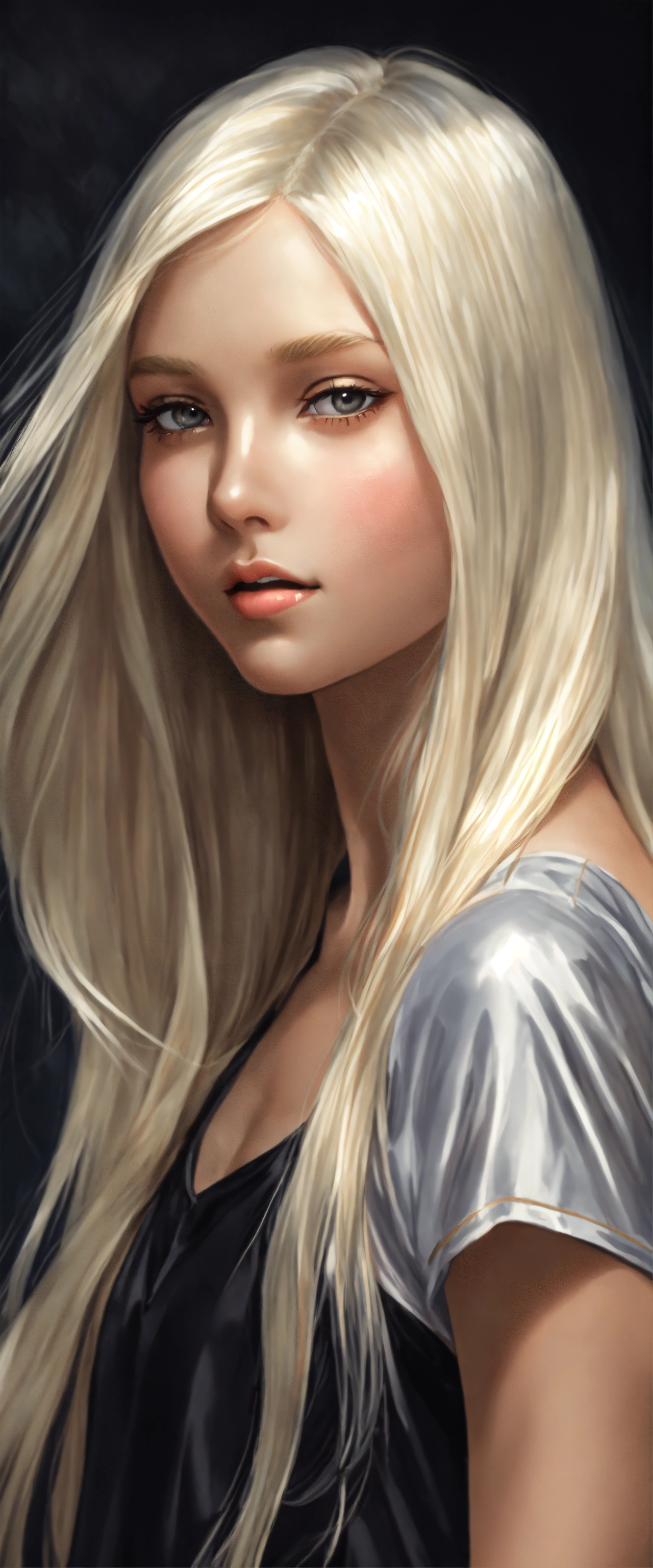 Lexica - Beautiful platinum blond young tween 2d drawing. Petite ...