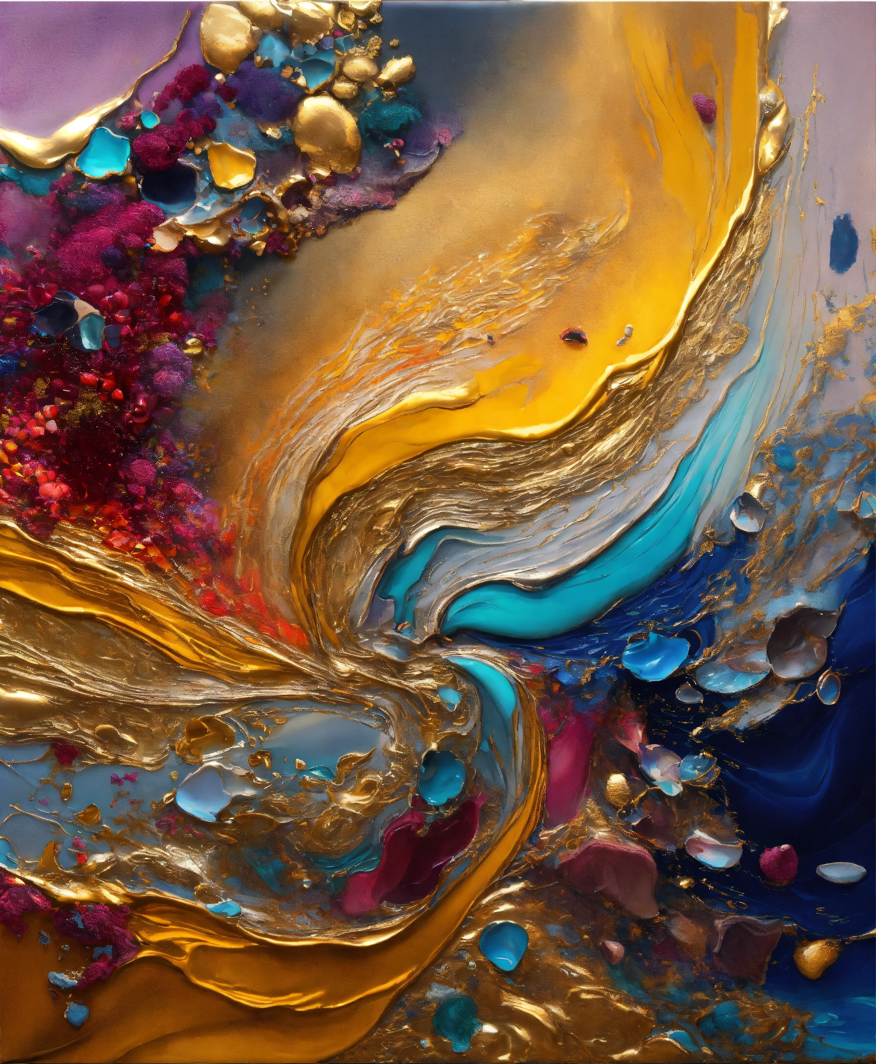 Lexica - Colorful abstract painting oil and water complex complicated ...