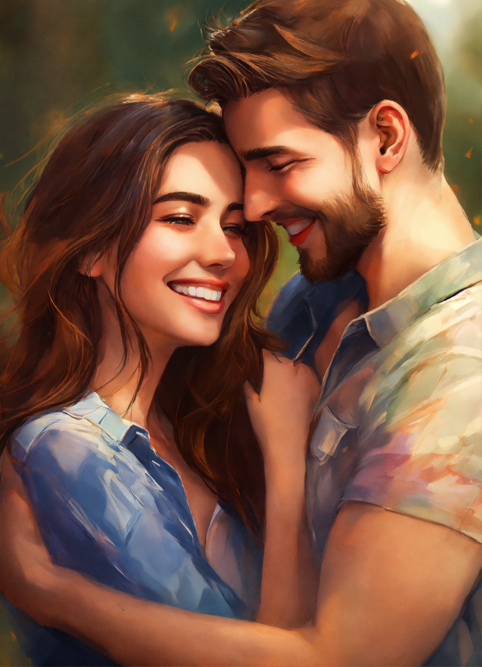 Lexica - Young couple, realistic, laughter, happiness, hug, love, look ...