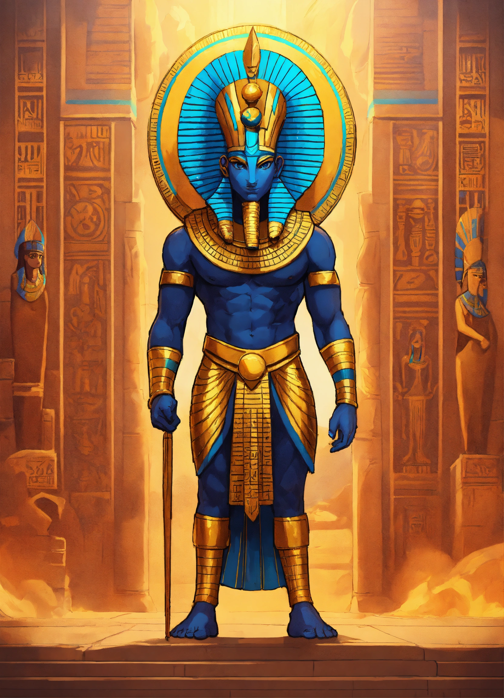 Lexica - Egyptian god Ra, cartoon oil paint, 2D illustration style ...