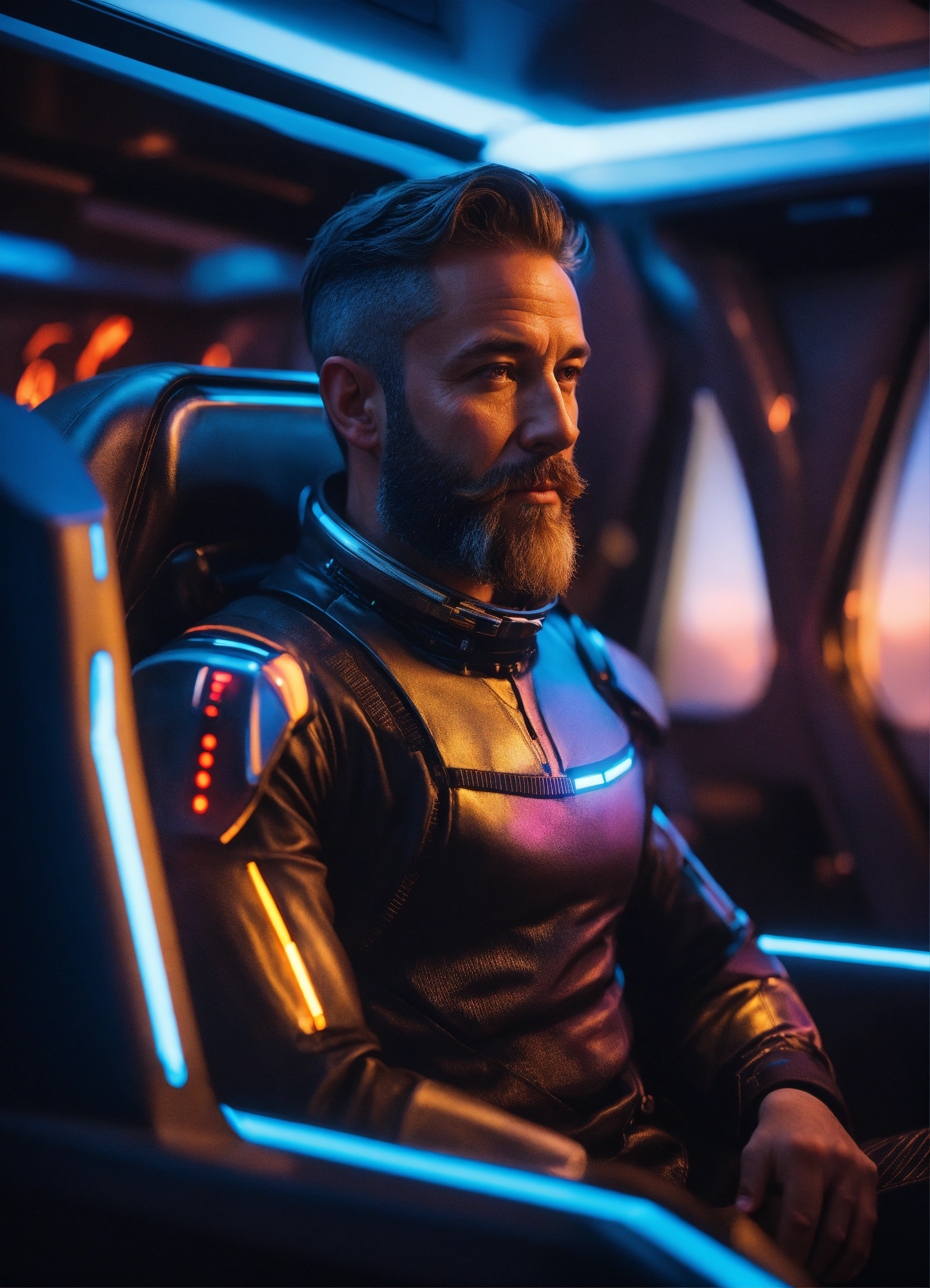 Lexica - 45 year old masculine man with trim beard in futuristic ...