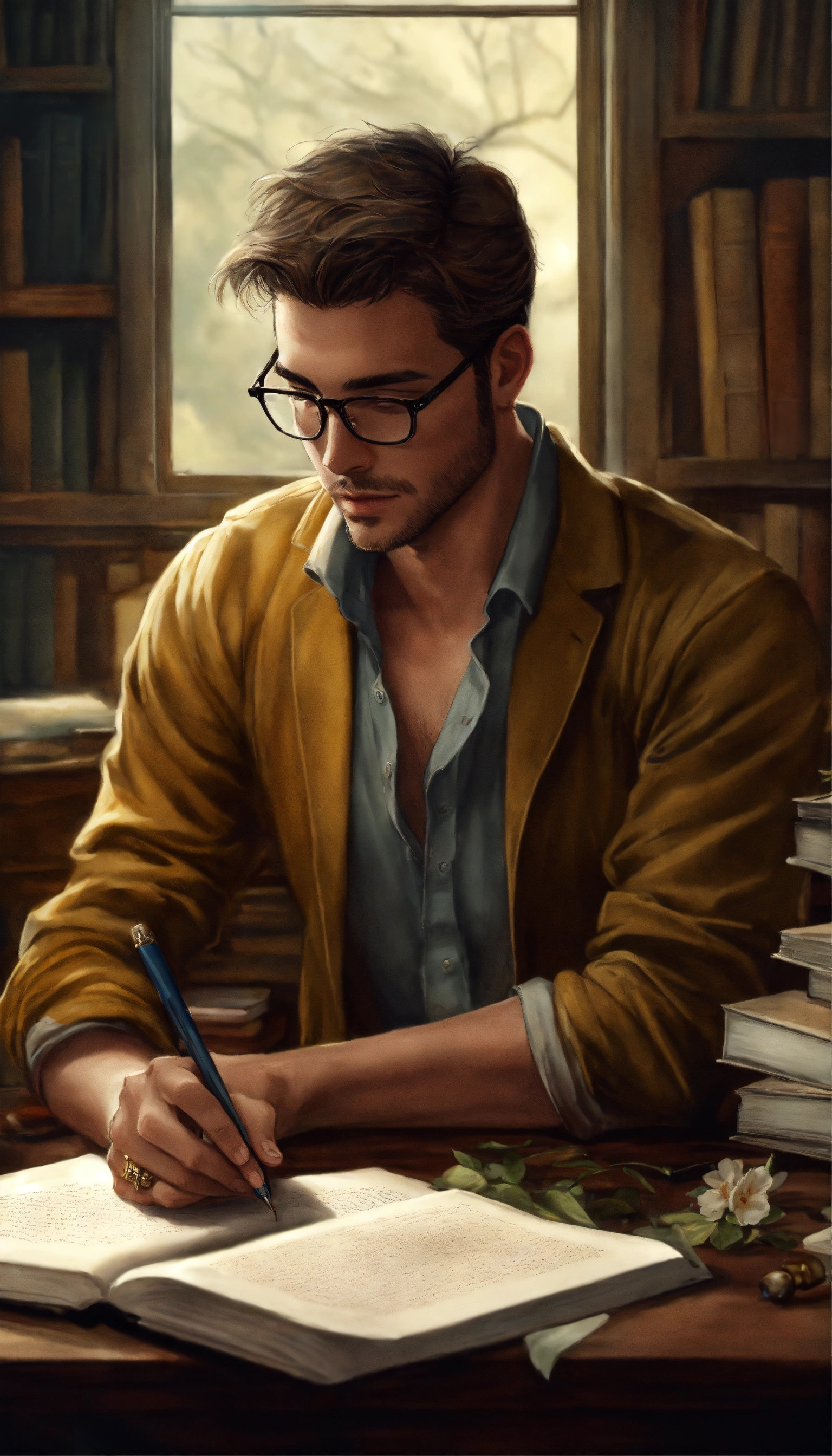 Lexica - A handsome male writer, with depression, beautiful ...