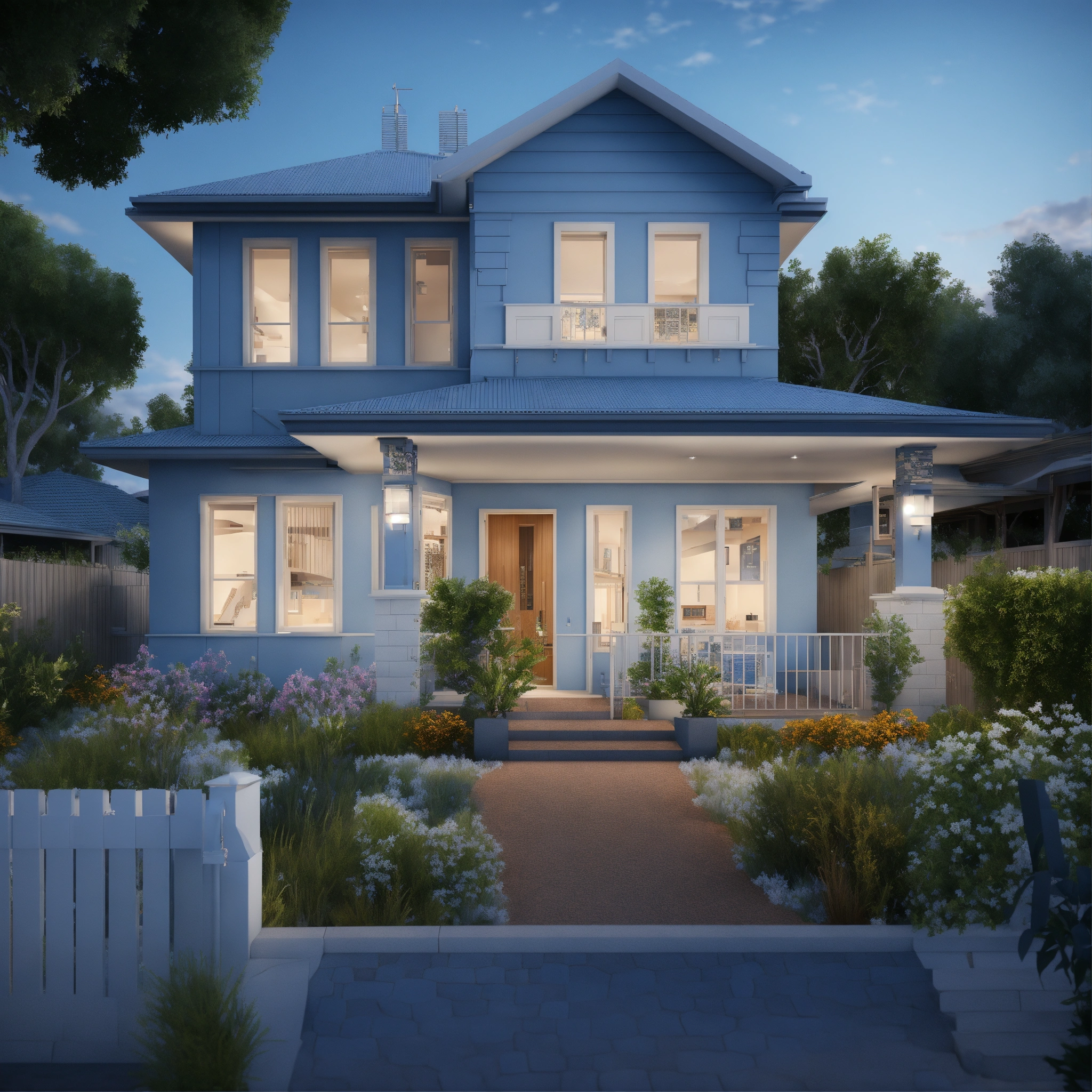 Lexica - A vibrant summer suburban Perth Western Australia in baby blue ...