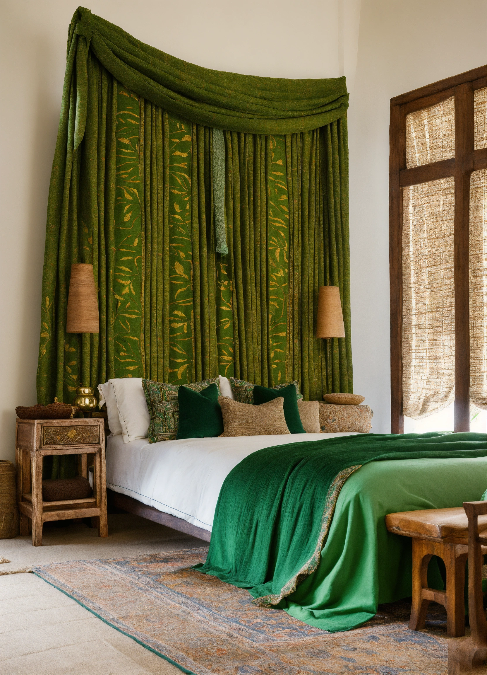 Lexica - Designer fabric headboard in green Malian style design with a ...