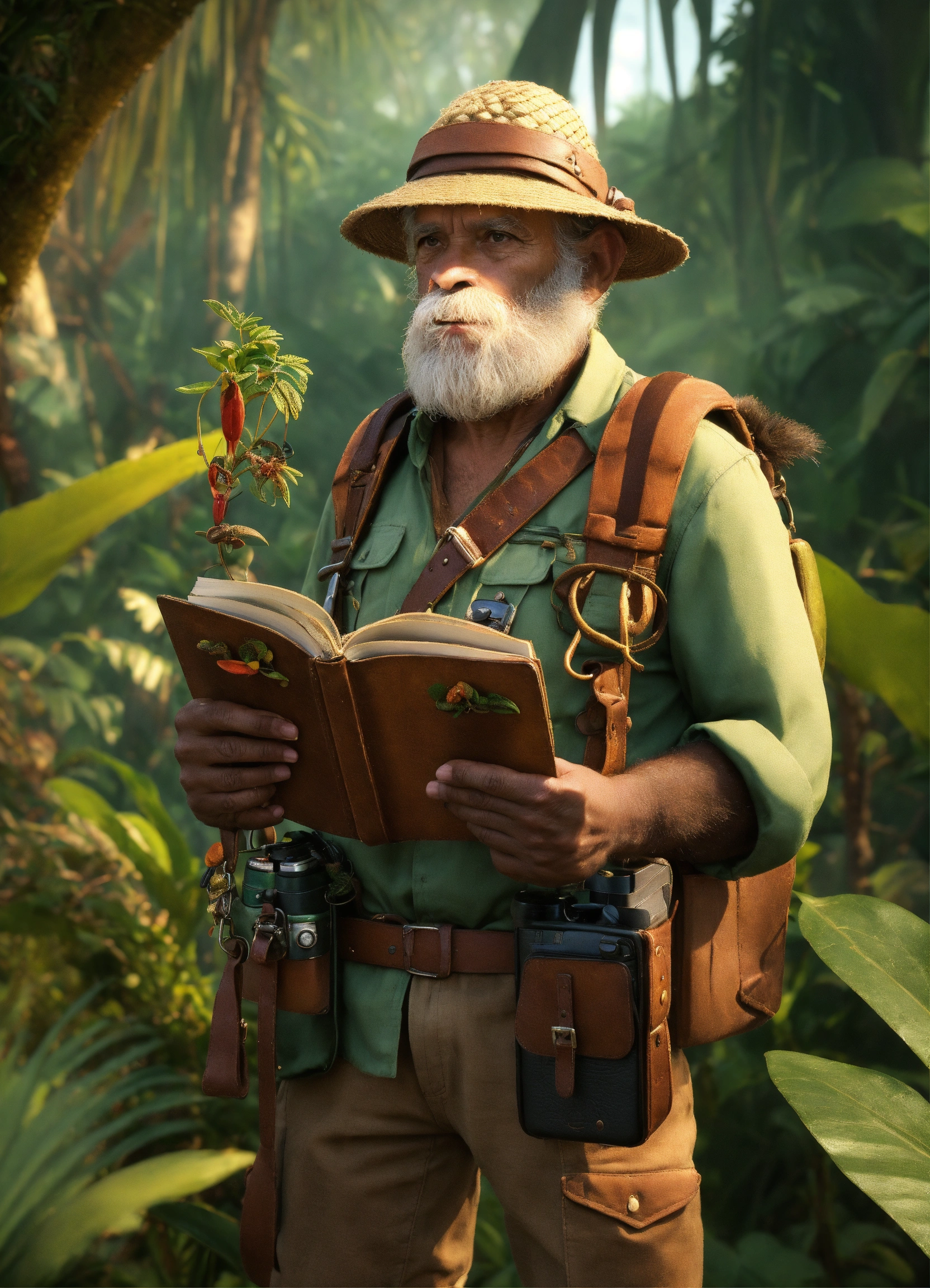 Lexica - Detailed character, with a 60-year-old man botanist in a ...