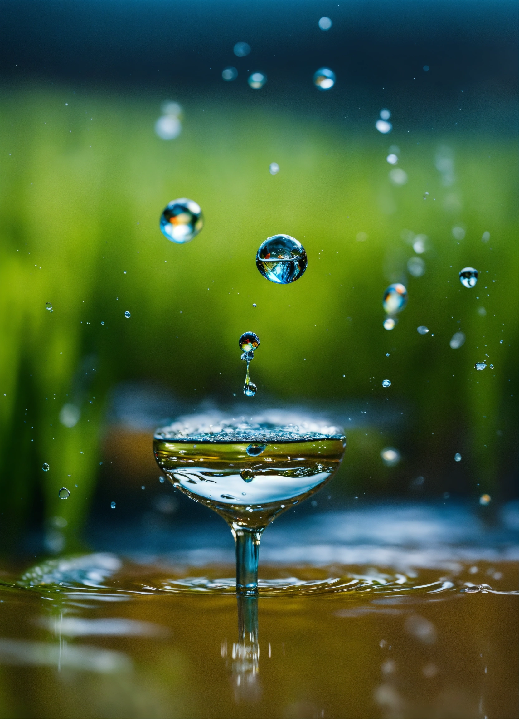 Lexica - The water drop falls below the water surface, it morphs into a ...