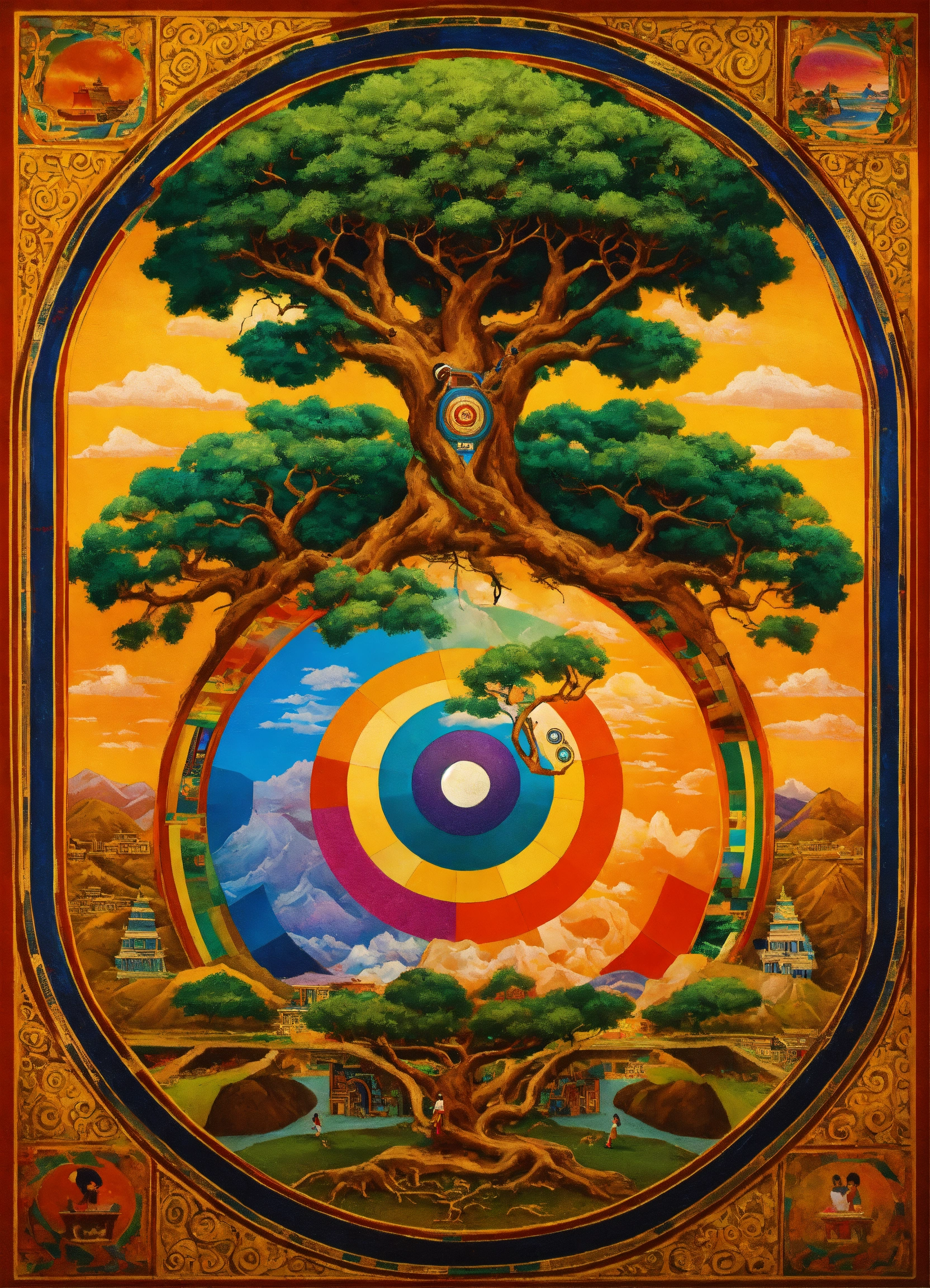 Lexica - The tree of life in Tibet with rainbow geometrical shape ...