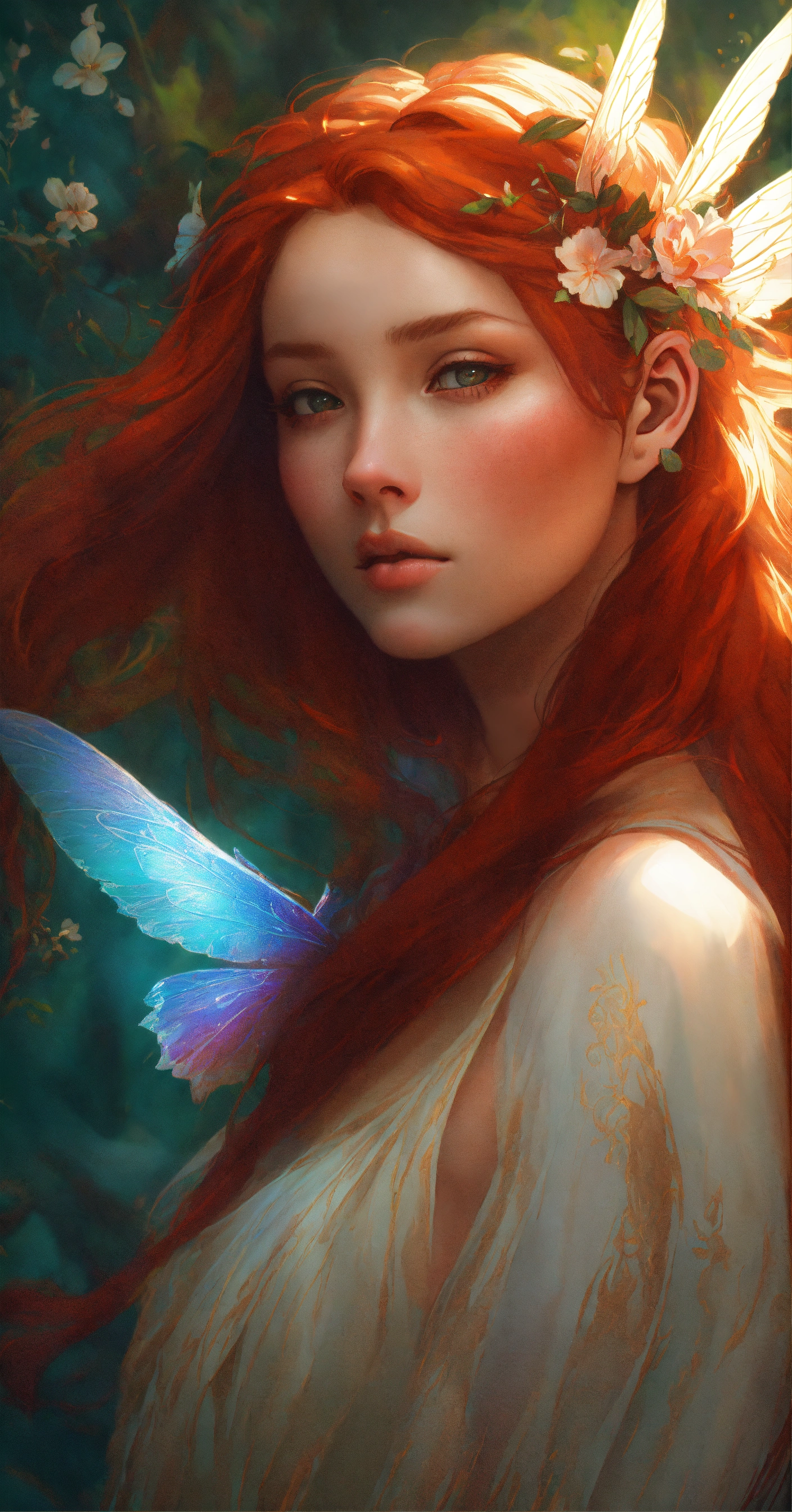 Lexica - A radiant red-haired fairy by Ross Tran!!! And Alphonse Mucha ...