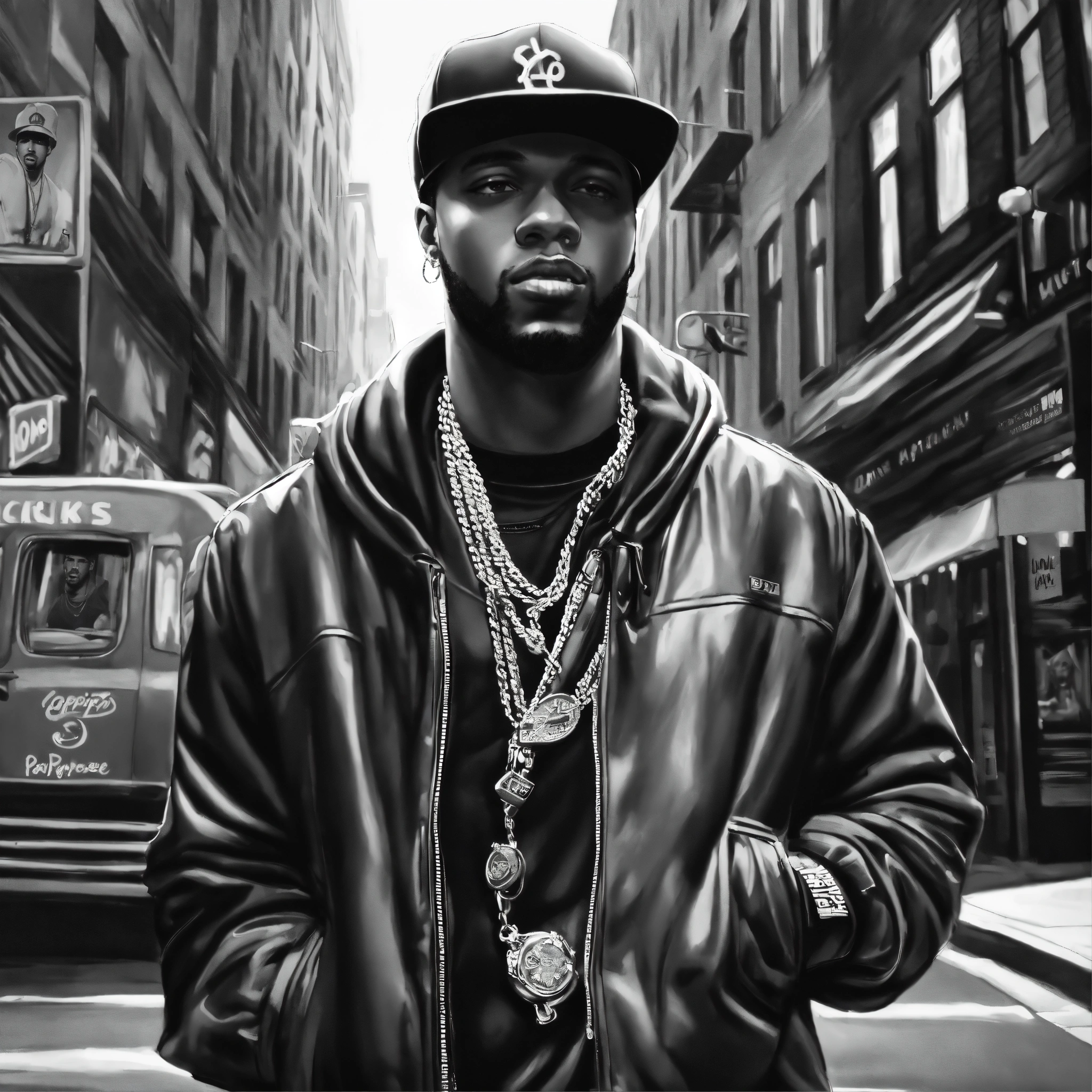 Lexica - Pop art, hyperrealist portrait of black rapper "Papoose ...
