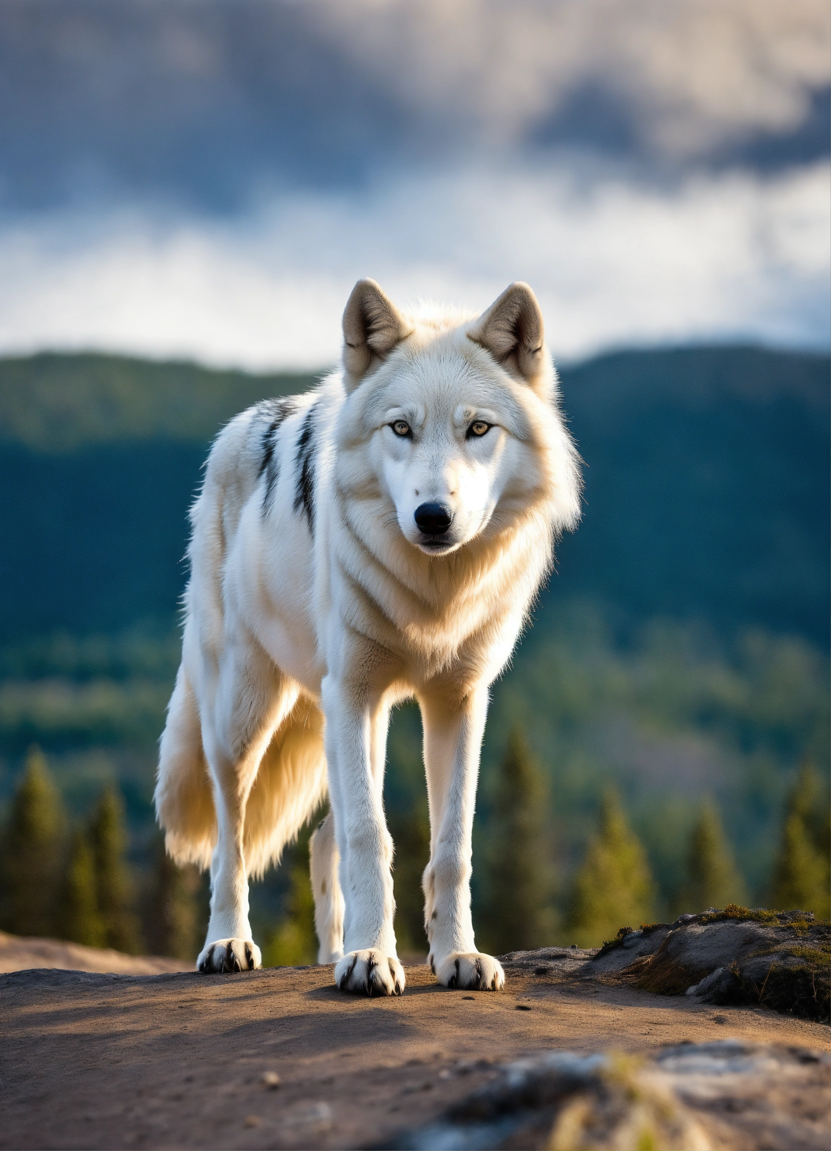 Lexica - A white wolf with a black spot on its chest, spreading out in ...