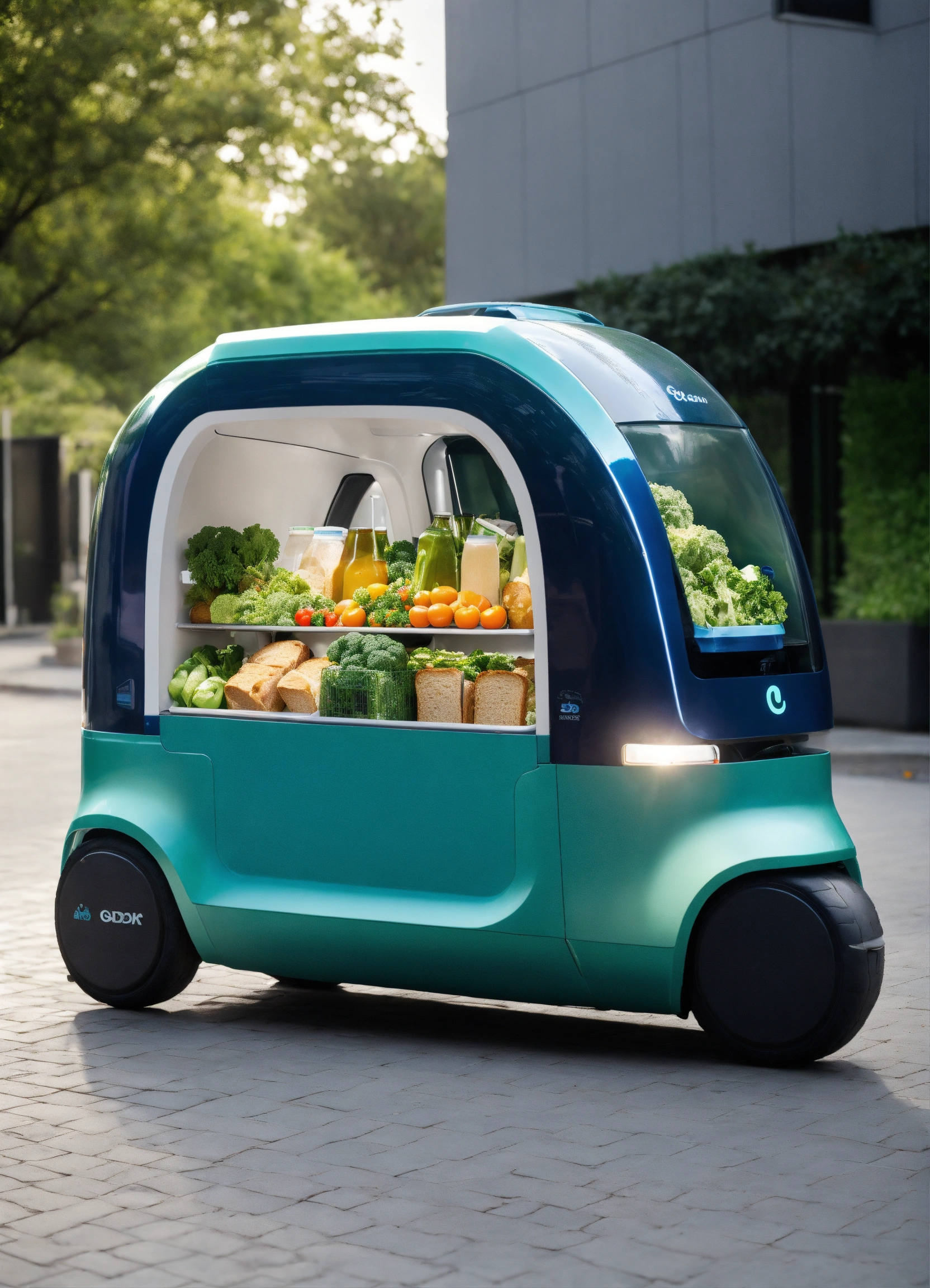 Lexica - Autonomous Grocery delivery vehicle , grocery bags inside with ...