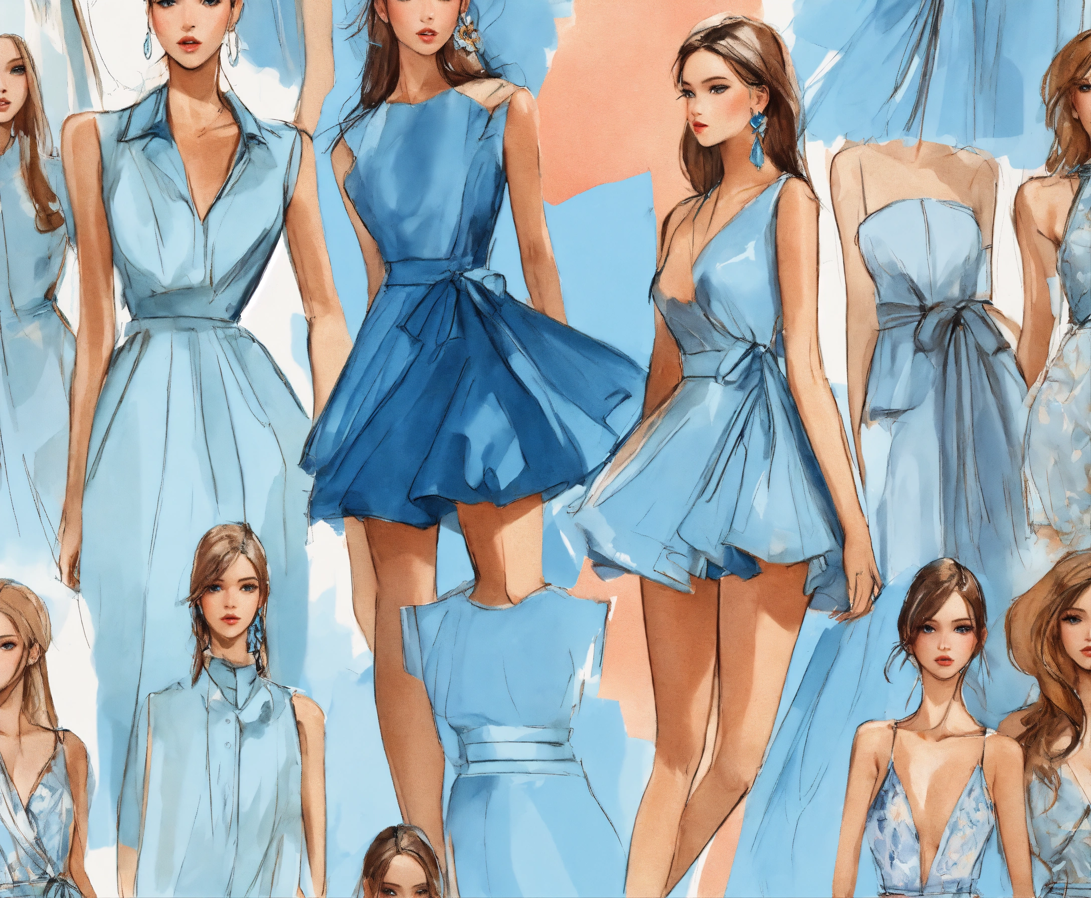 Lexica - Fashion illustrations, 12 different designs, rough sketches ...