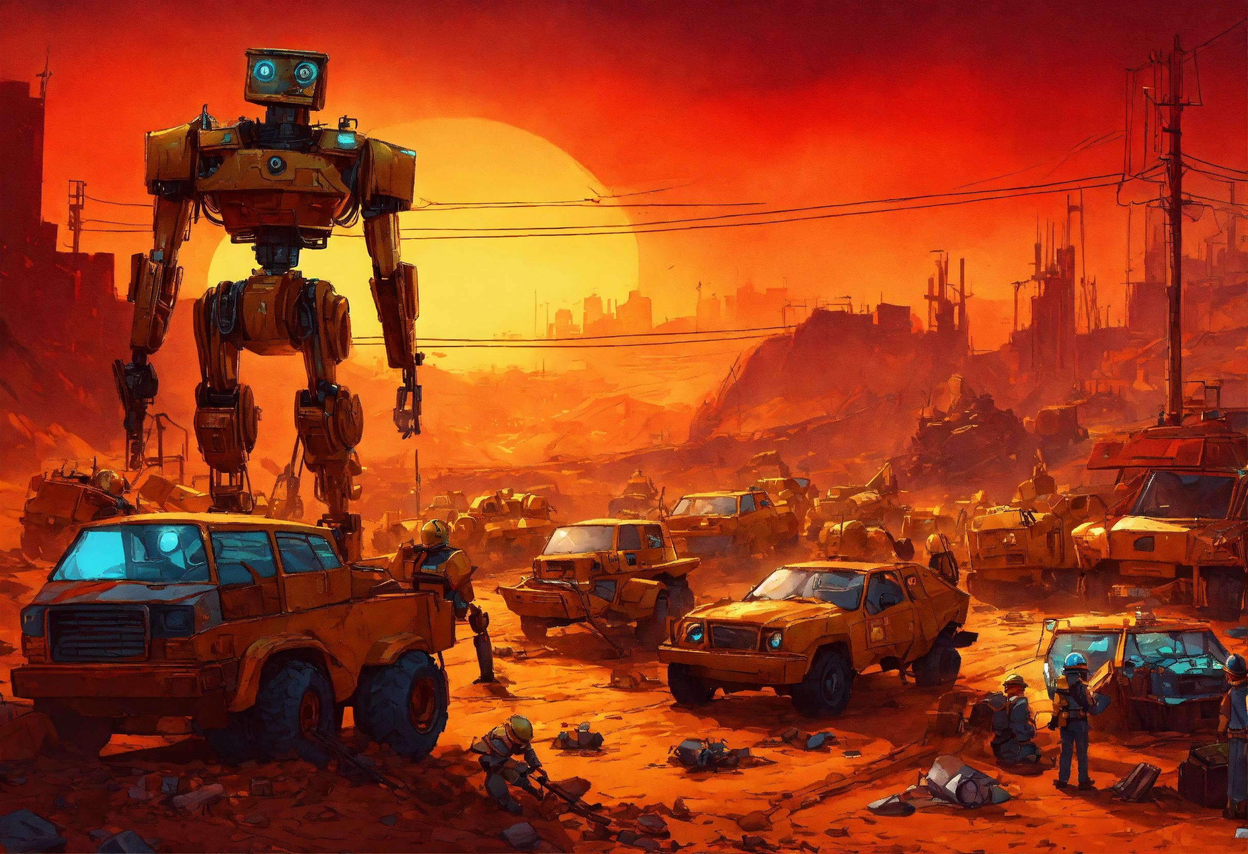 Lexica - Depict a cartoon-style scene of one robust, decaying gold ...