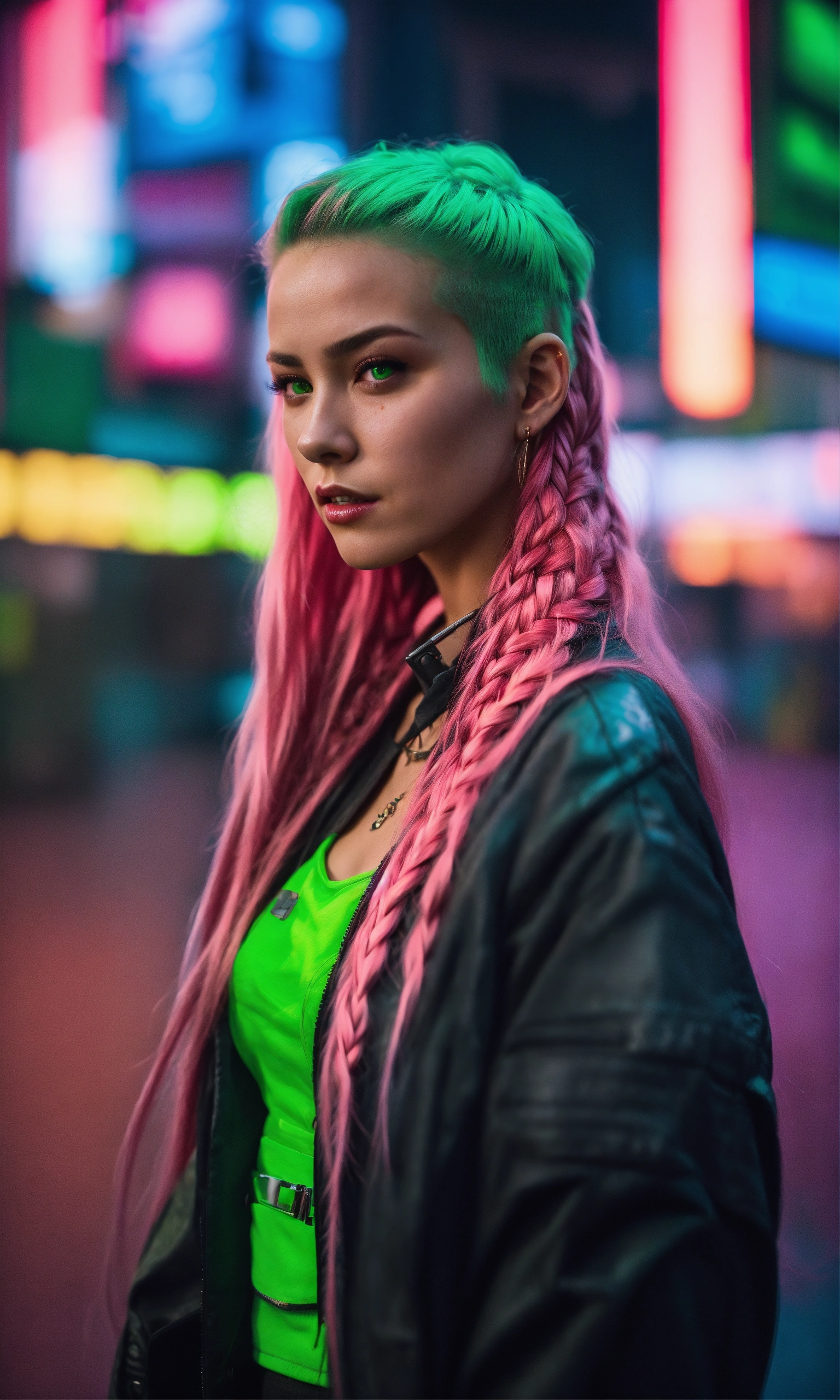 Lexica - 25 year old women, long pink hair braided, small undercut ...