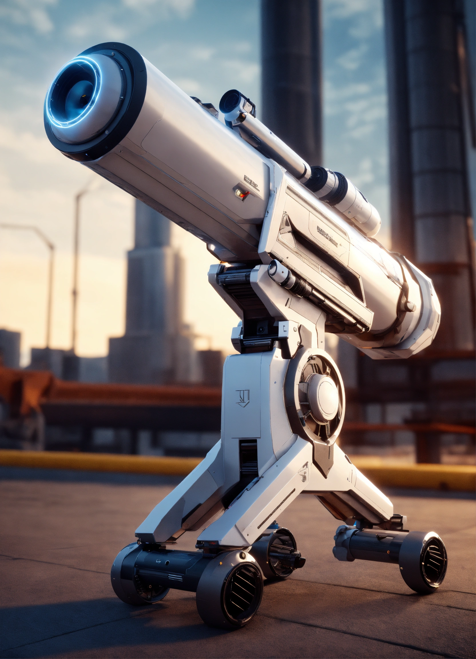 Lexica - Long white sound cannon, handheld rifle, energy weapon,, sleek ...