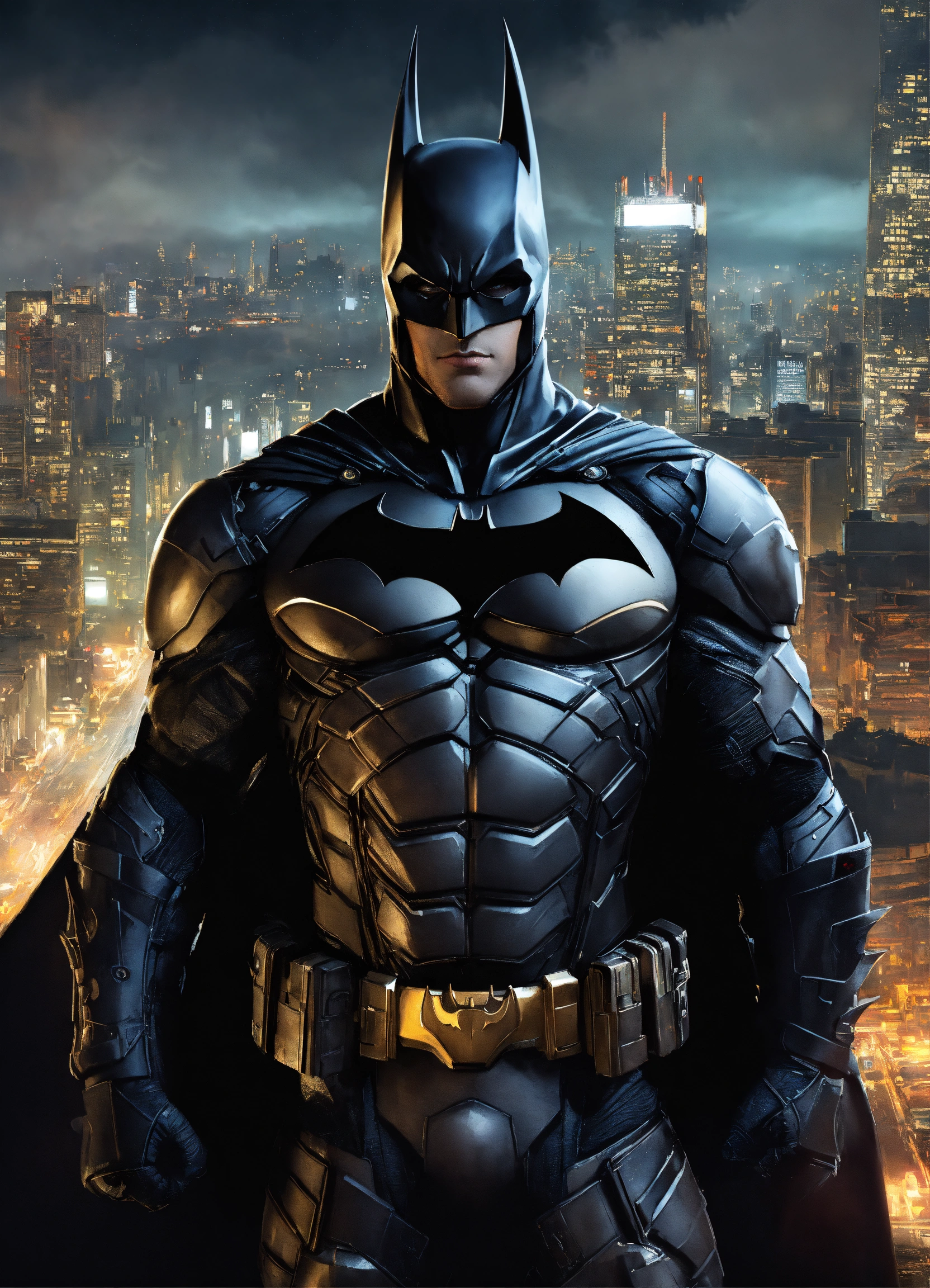 Lexica - Portrait painting of batman with black leather armor, ultra ...