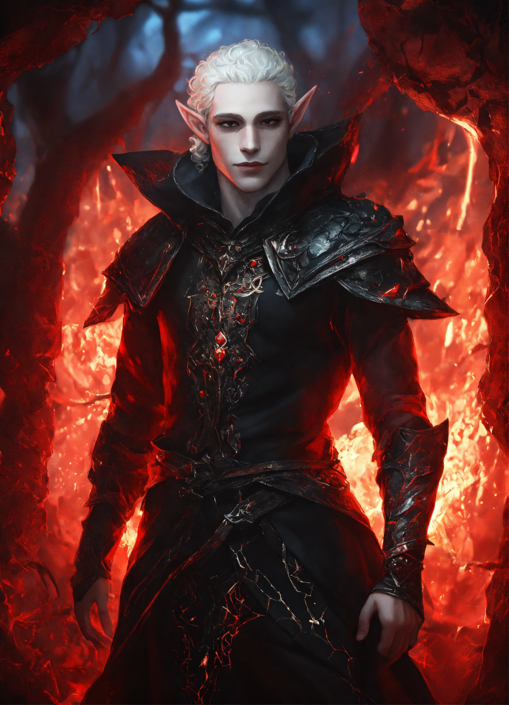Lexica - Fantasy portrait of a sickly pale-skinned male elf sorcerer ...