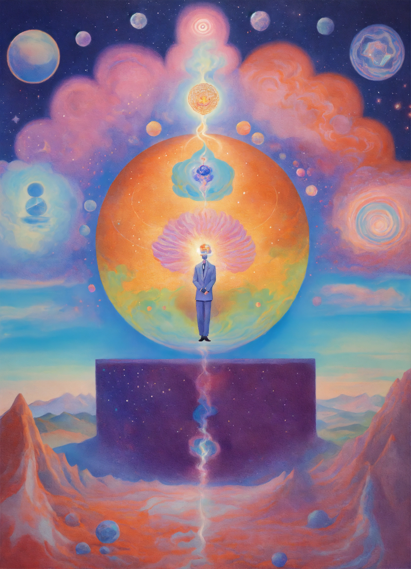 Lexica - Abstract guru smoking DMT, with universe coming out of his ...