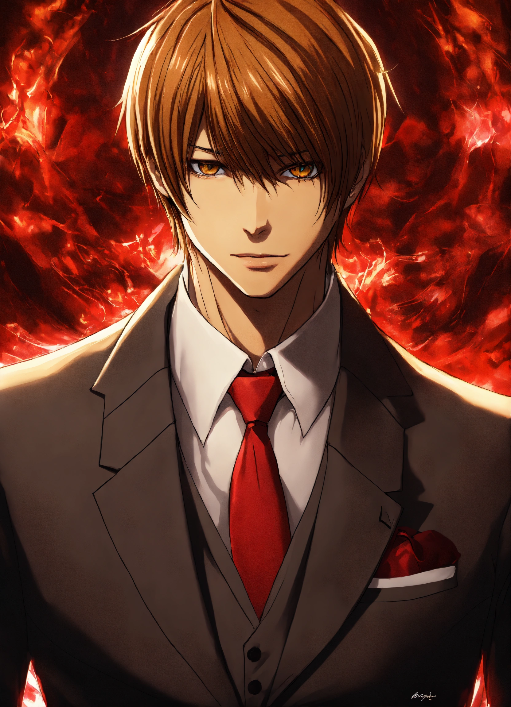 Lexica - Light Yagami regard mystérieux avec les yeux rouge