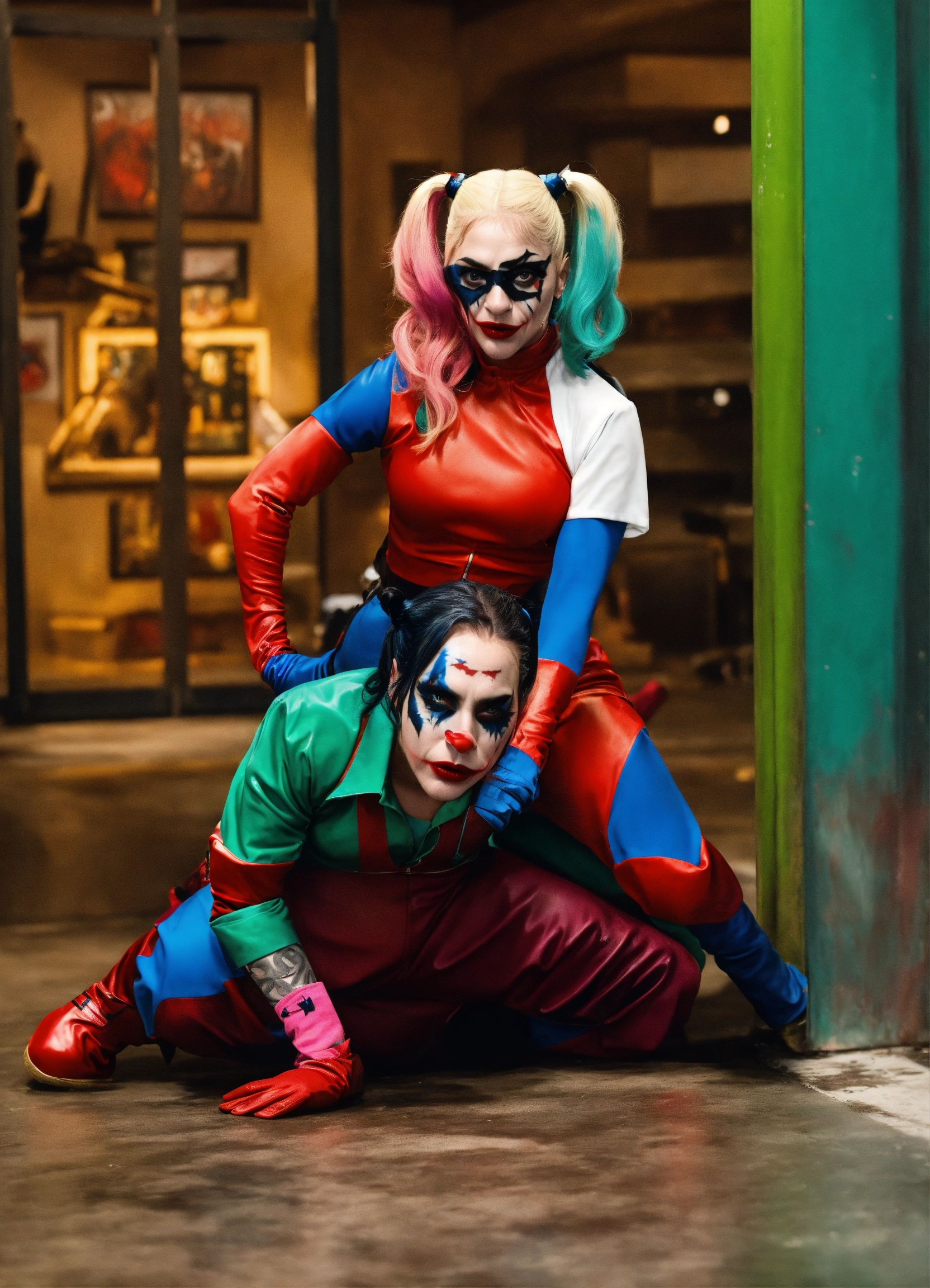 Lexica - Lady Gaga Harley Quinn Fighting with Joker joaquin phoenix