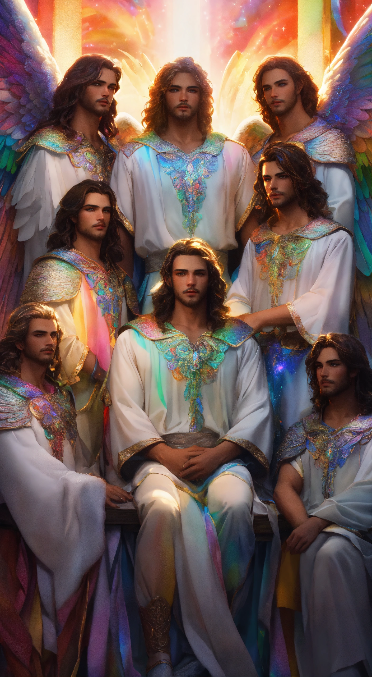 Lexica - Group of 7 beautiful and perfect male Angels, detailed and ...