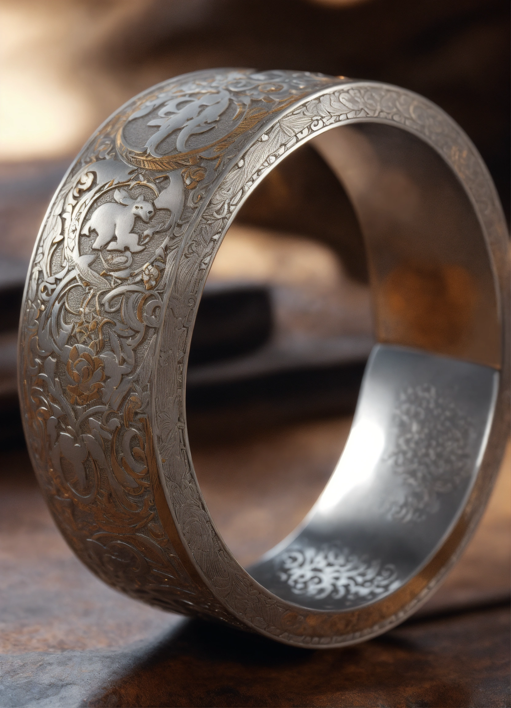 Lexica - Guilloché bracelet, Ford Hallam Style, bear motif, Shibuichi ...