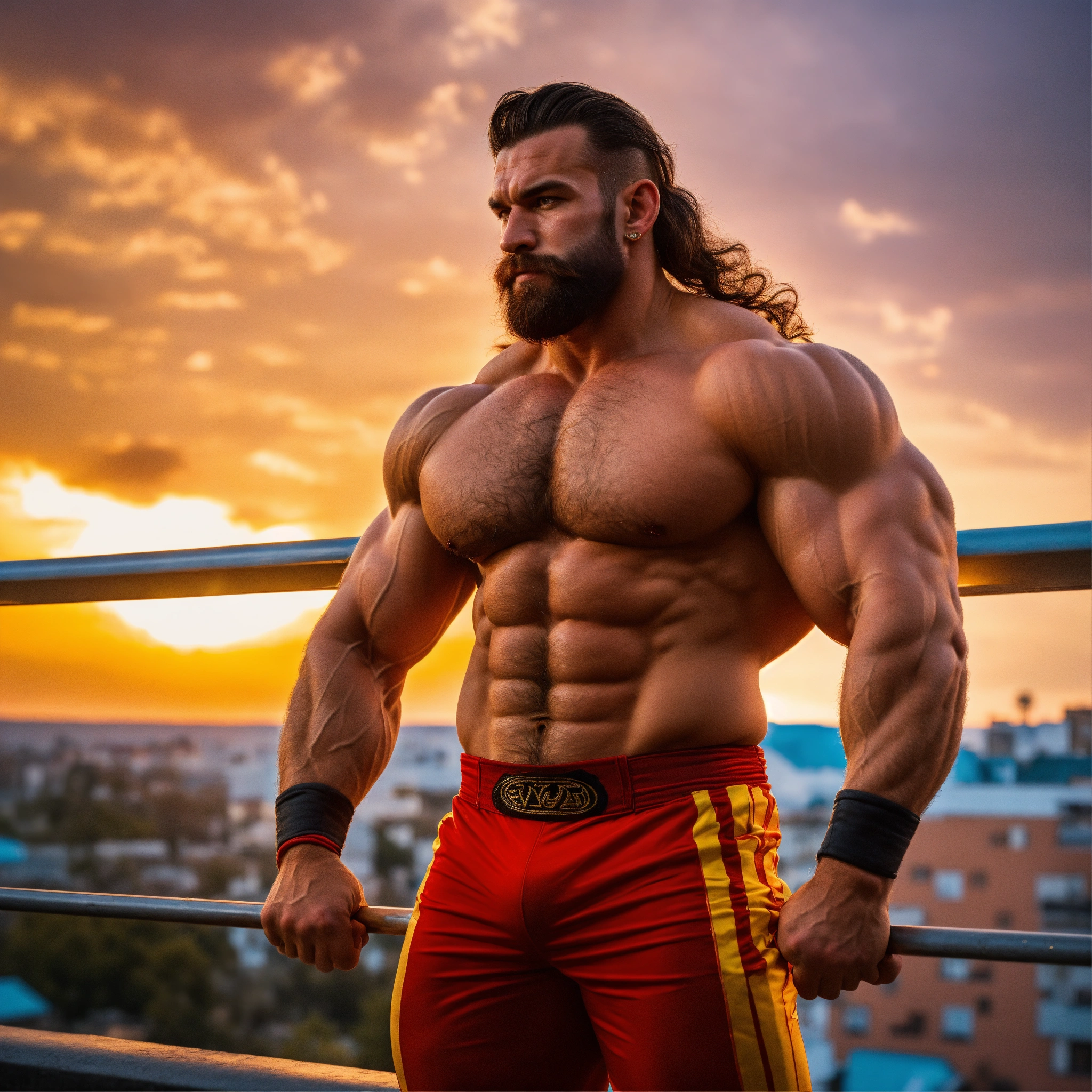 Lexica - 30-year-old hairy man with big muscles, Vega from Street ...