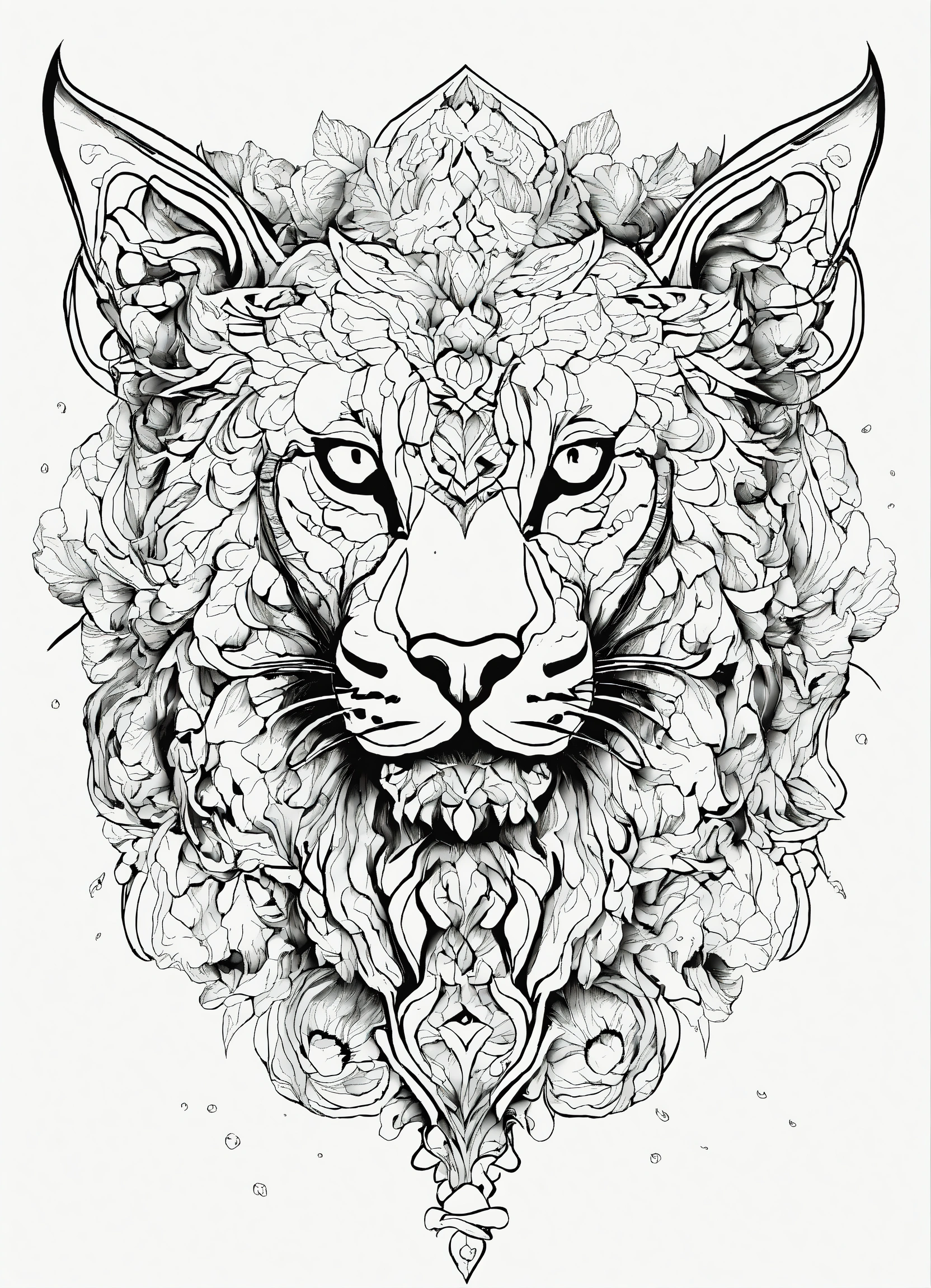 Lexica - B/w outline art for tattoo logo design page, full white, white ...