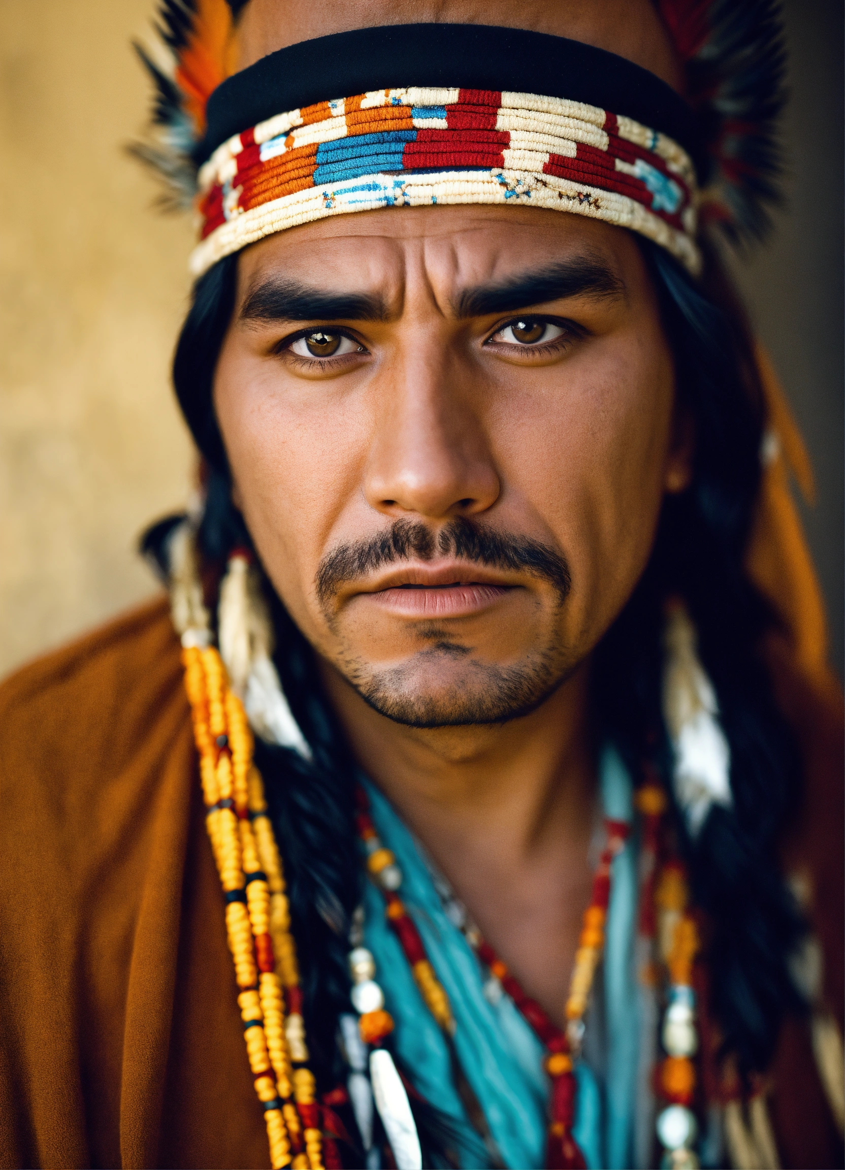 Lexica - Scared unique expressive native american man casual dressed ...