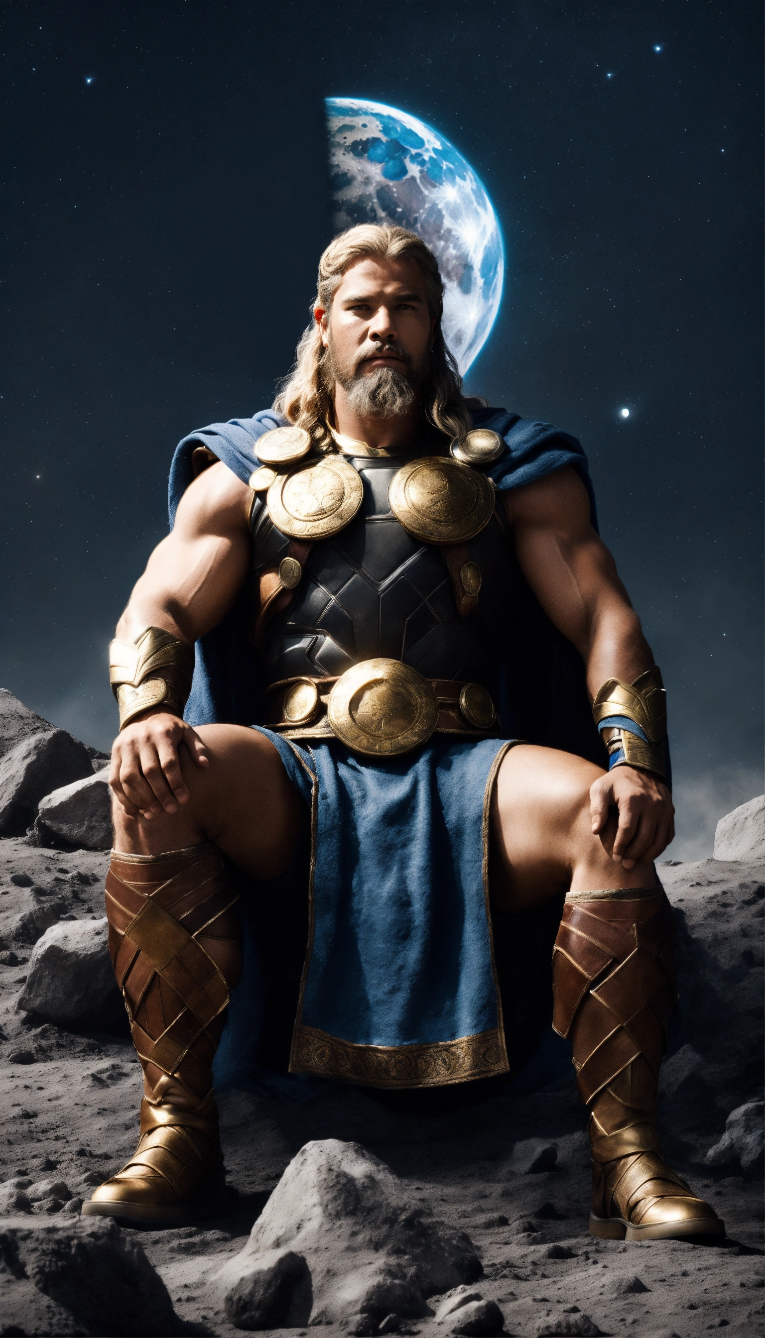 Lexica - Realistic, thor themed indian, on the moon looking at earth ...