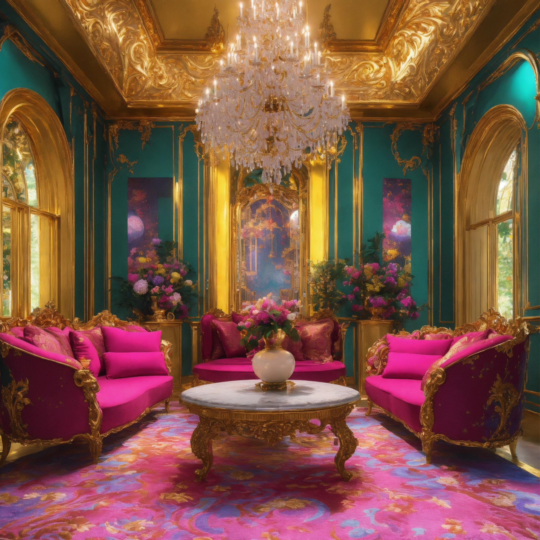 Lexica - Futuristic beautiful French mansion interior living room ...