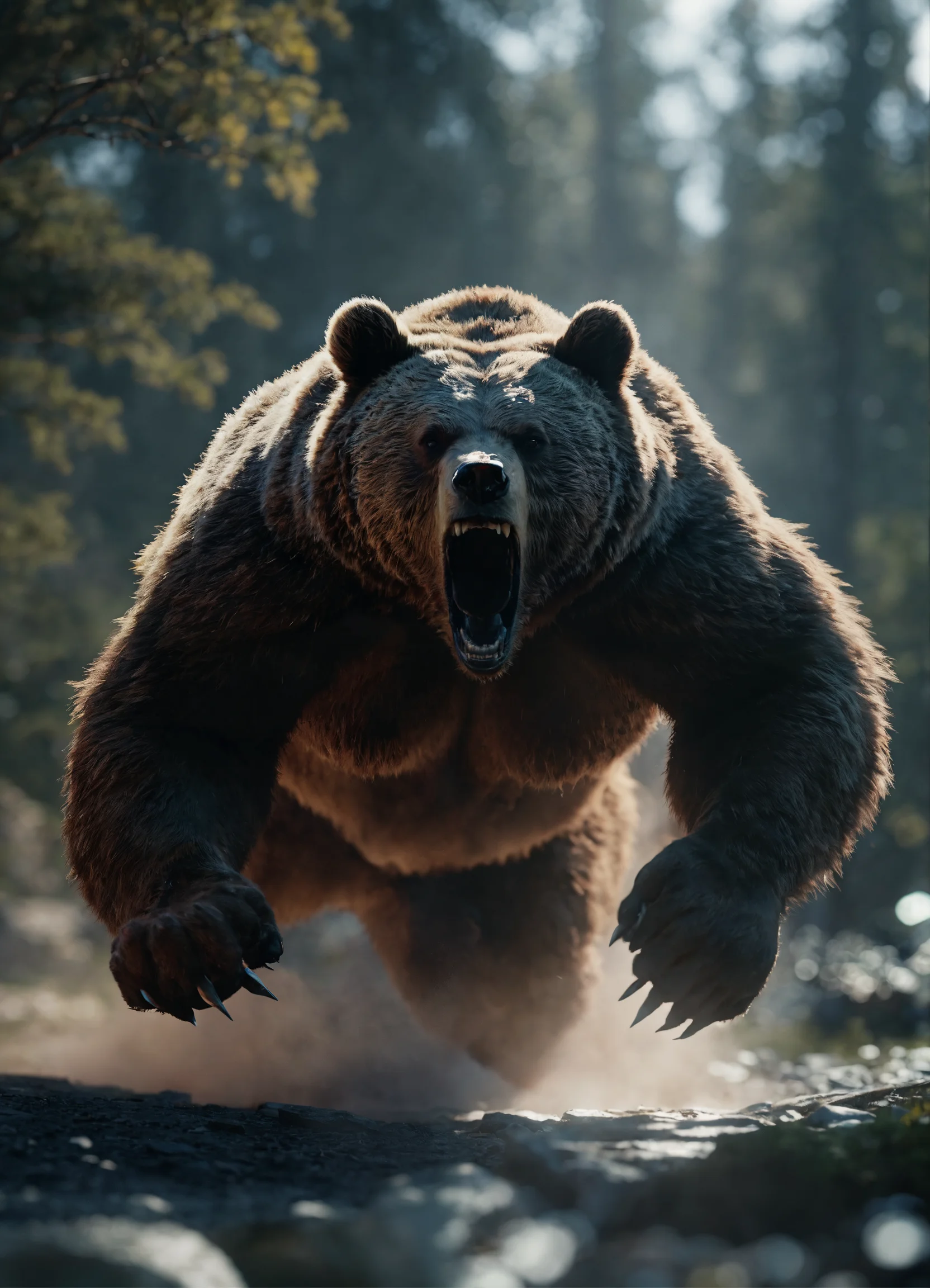 Lexica - Angry bear charging, cinematic, 8k