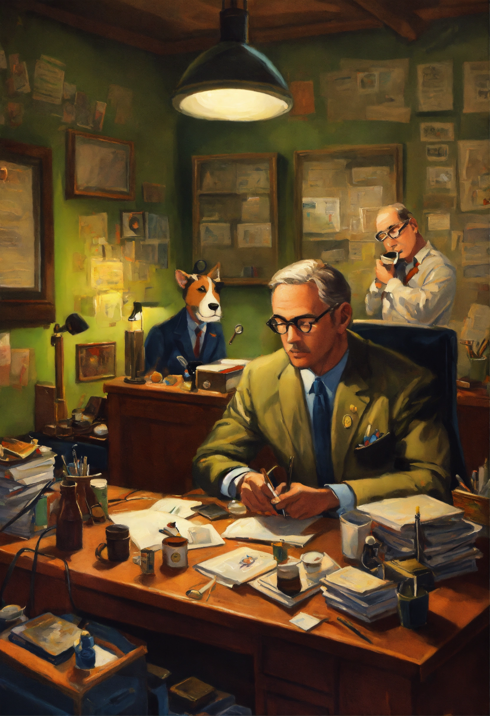 Lexica - A investigator office, multiple investigators working, cartoon ...