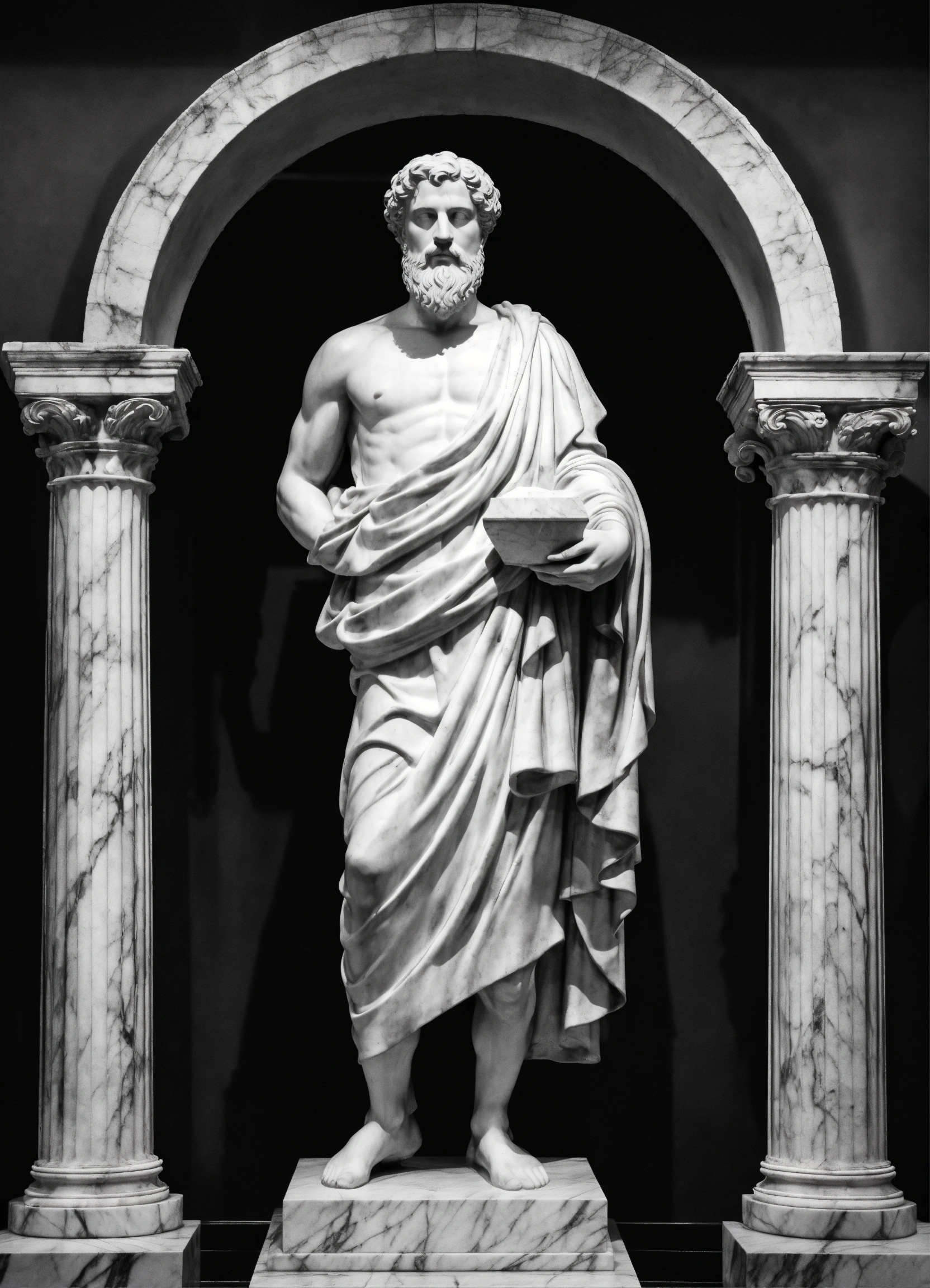 Lexica - Full body Roman statue of aristoteles black and white made of ...