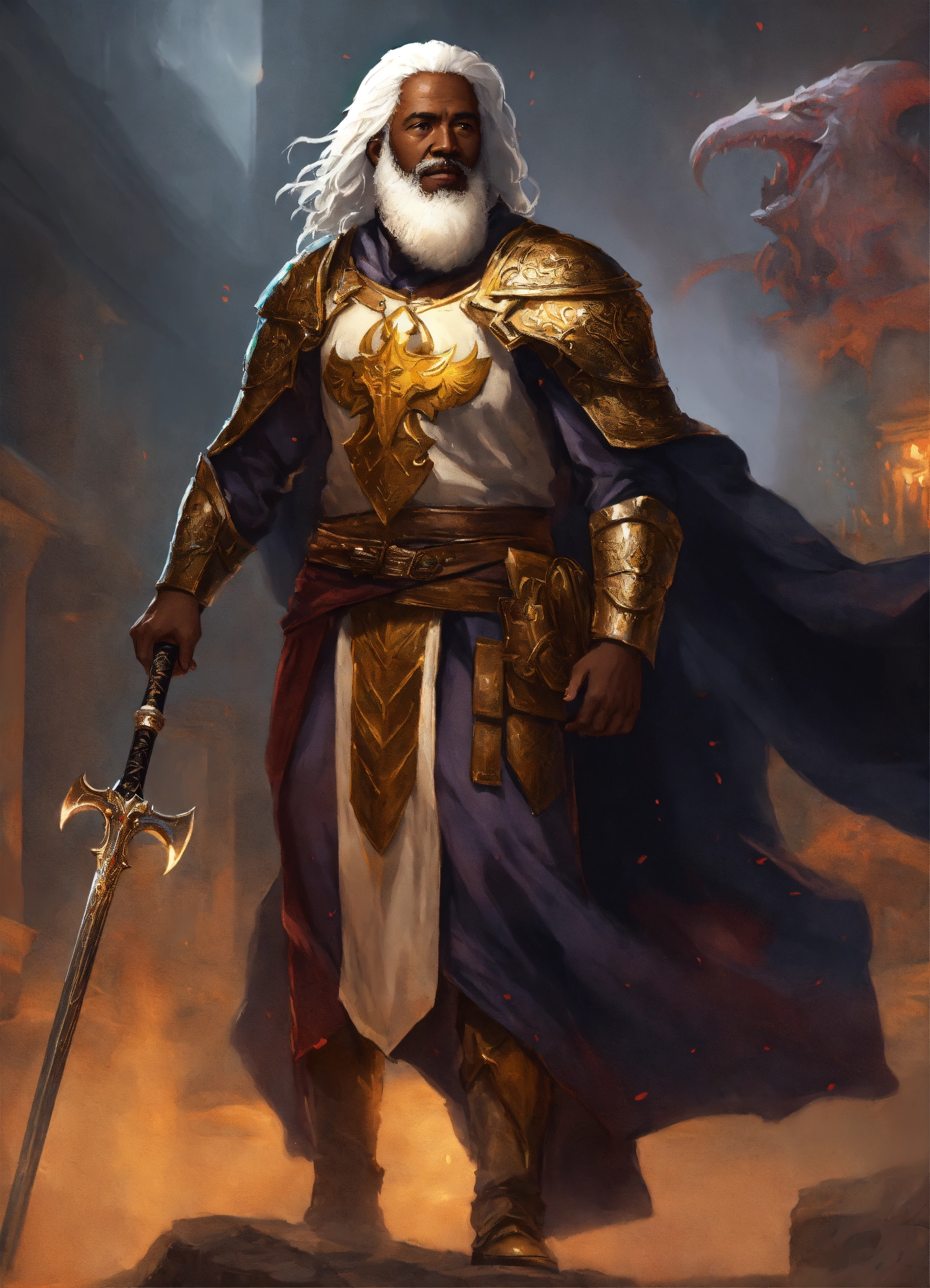 Lexica - Black christ like richard roundtree with white hair and white ...