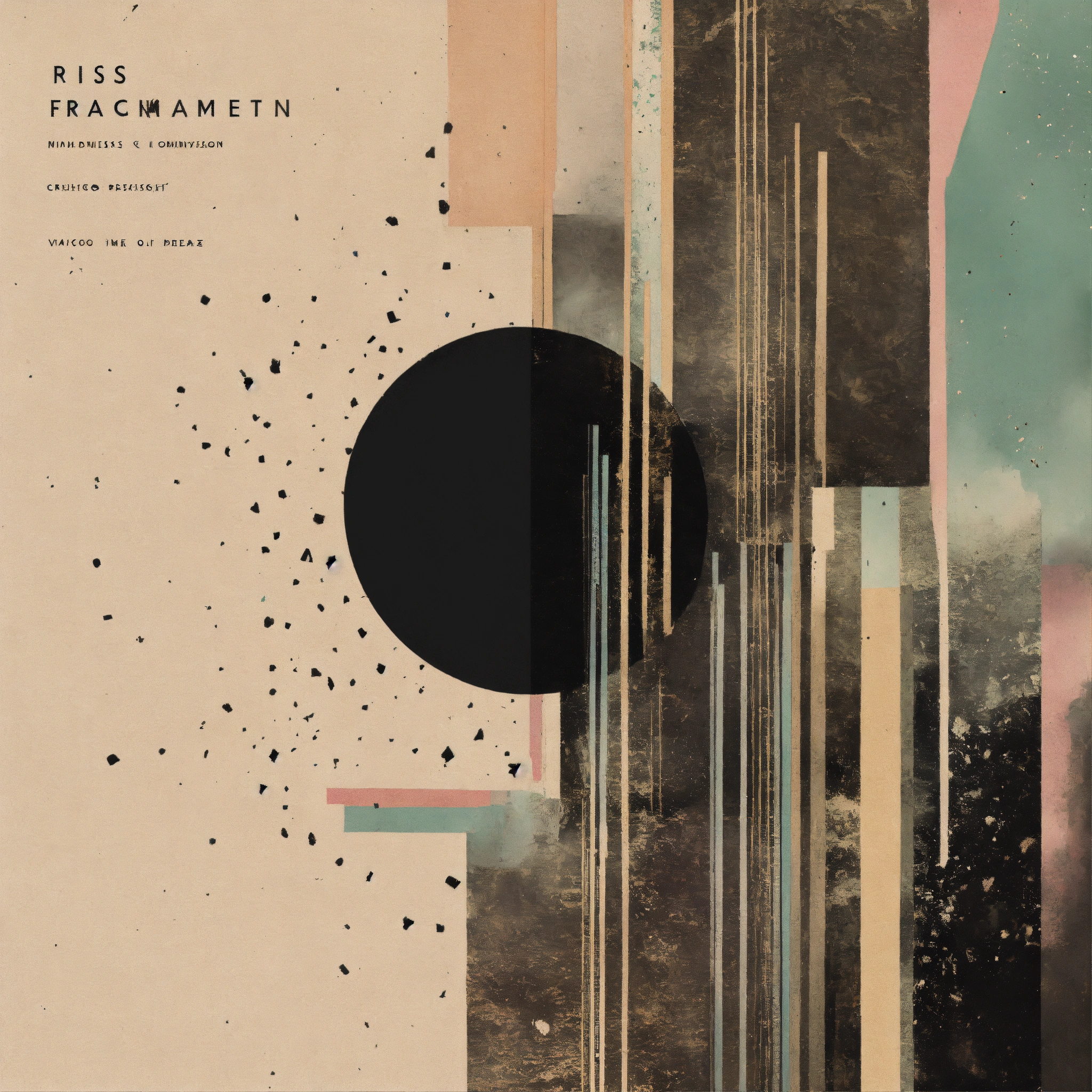 Lexica - Album cover, Fragments, riso design, texture, pastels cream black,