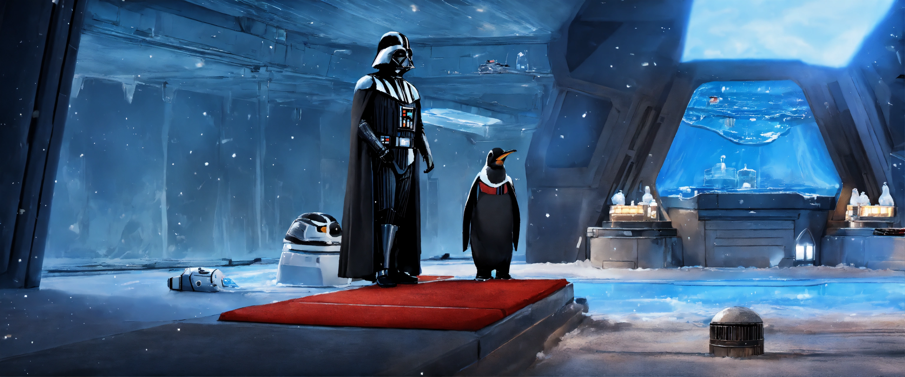 Lexica - Penguins and darth vader chllin in an ice cold area