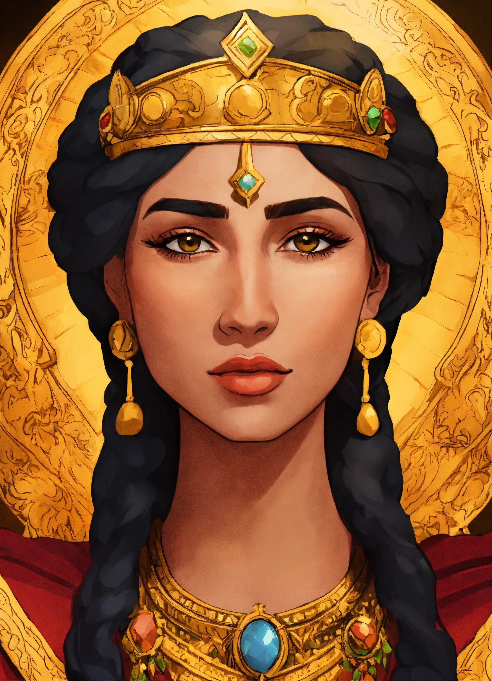 Lexica - Queen athaliah from the bible, 2d cartoon, face closeup
