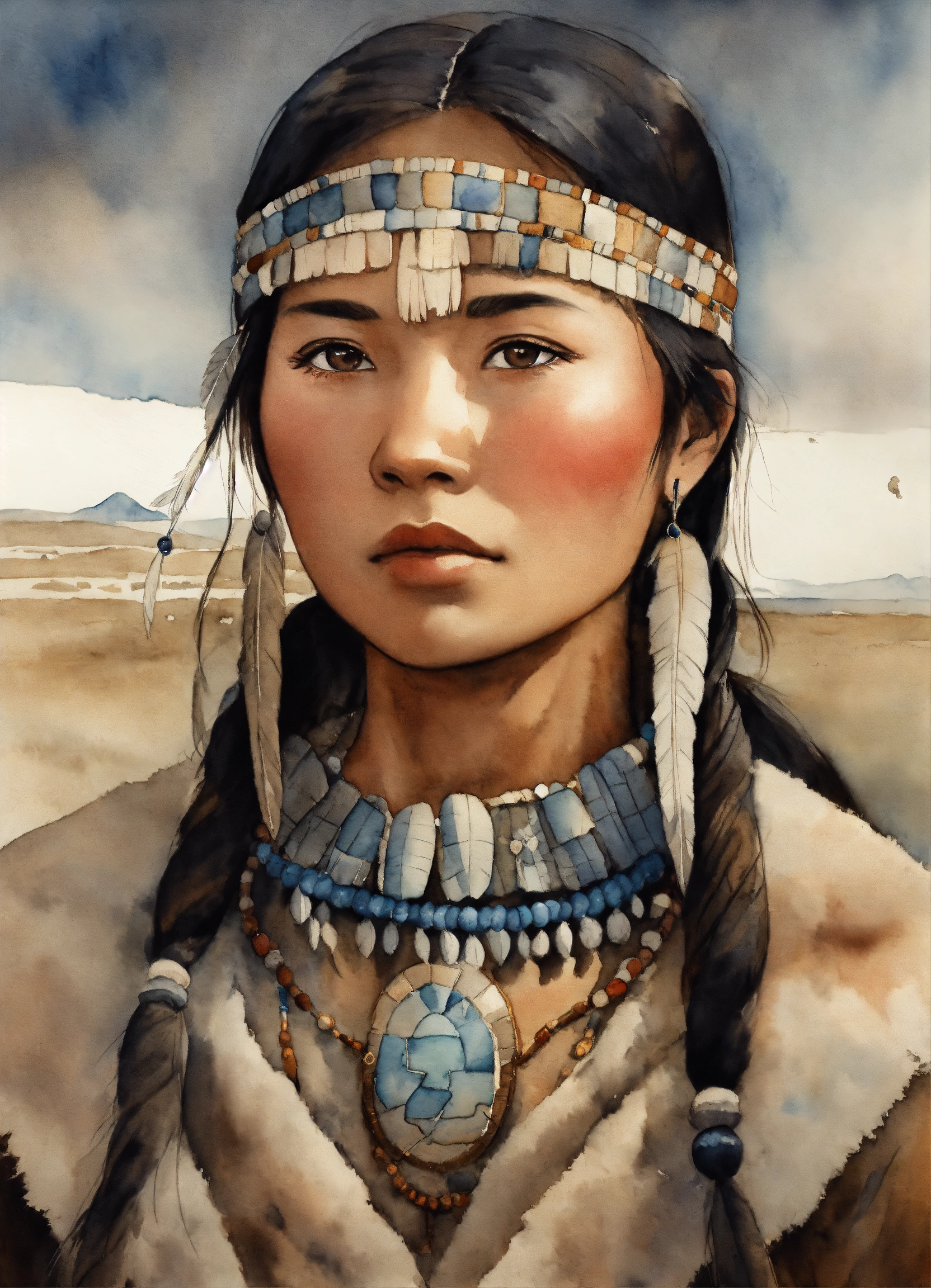 Lexica - Full body Illustration of an inuit woman, young, 18 years old ...