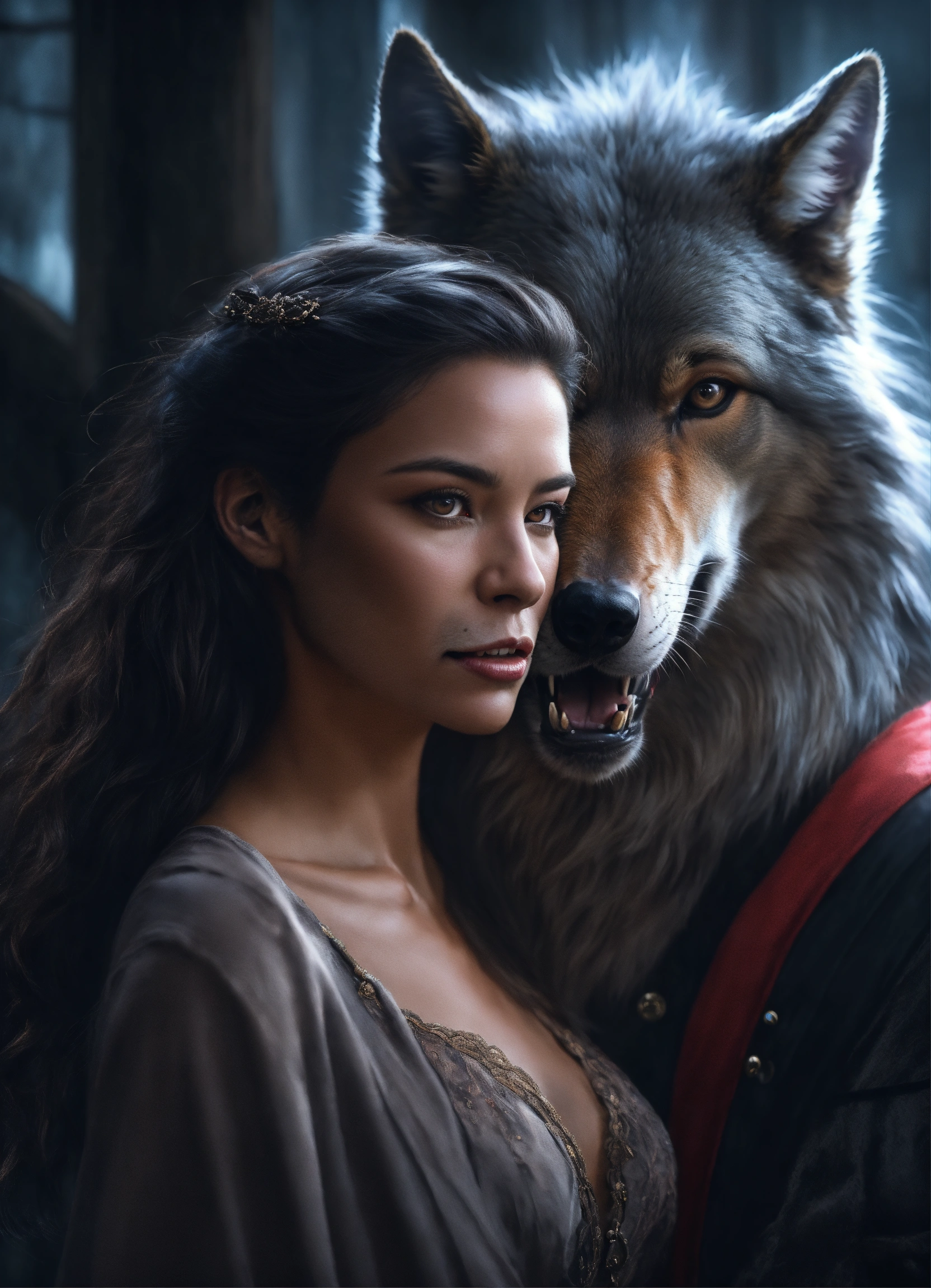 Lexica - Beautiful girl and handsome man in werewolf academy, mystic ...