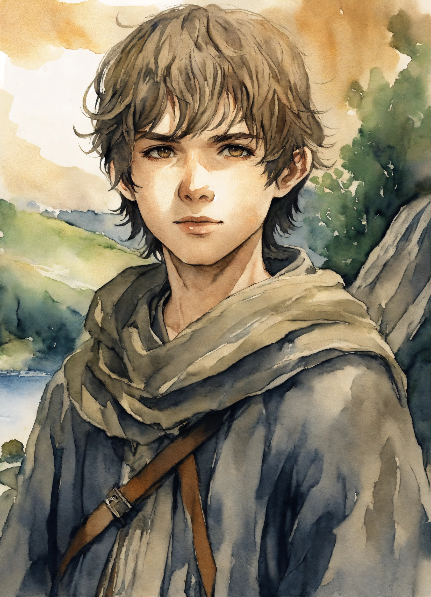 Lexica - The boy Estel from LOTR with grey clothes in vagabond manga ...