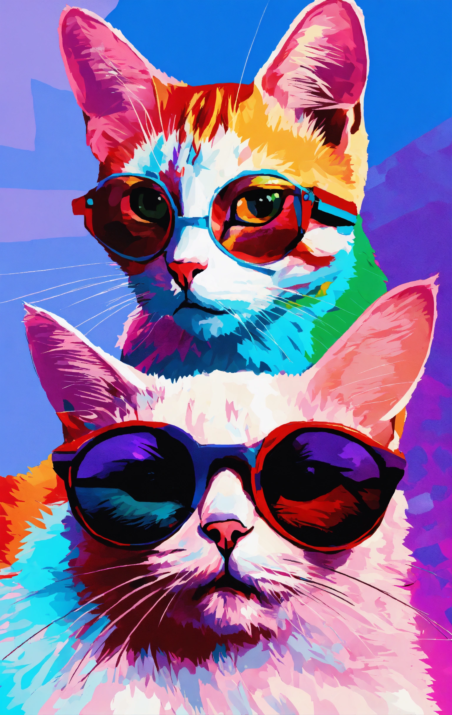 Lexica - A red blue cat-lifeguard in pop art style