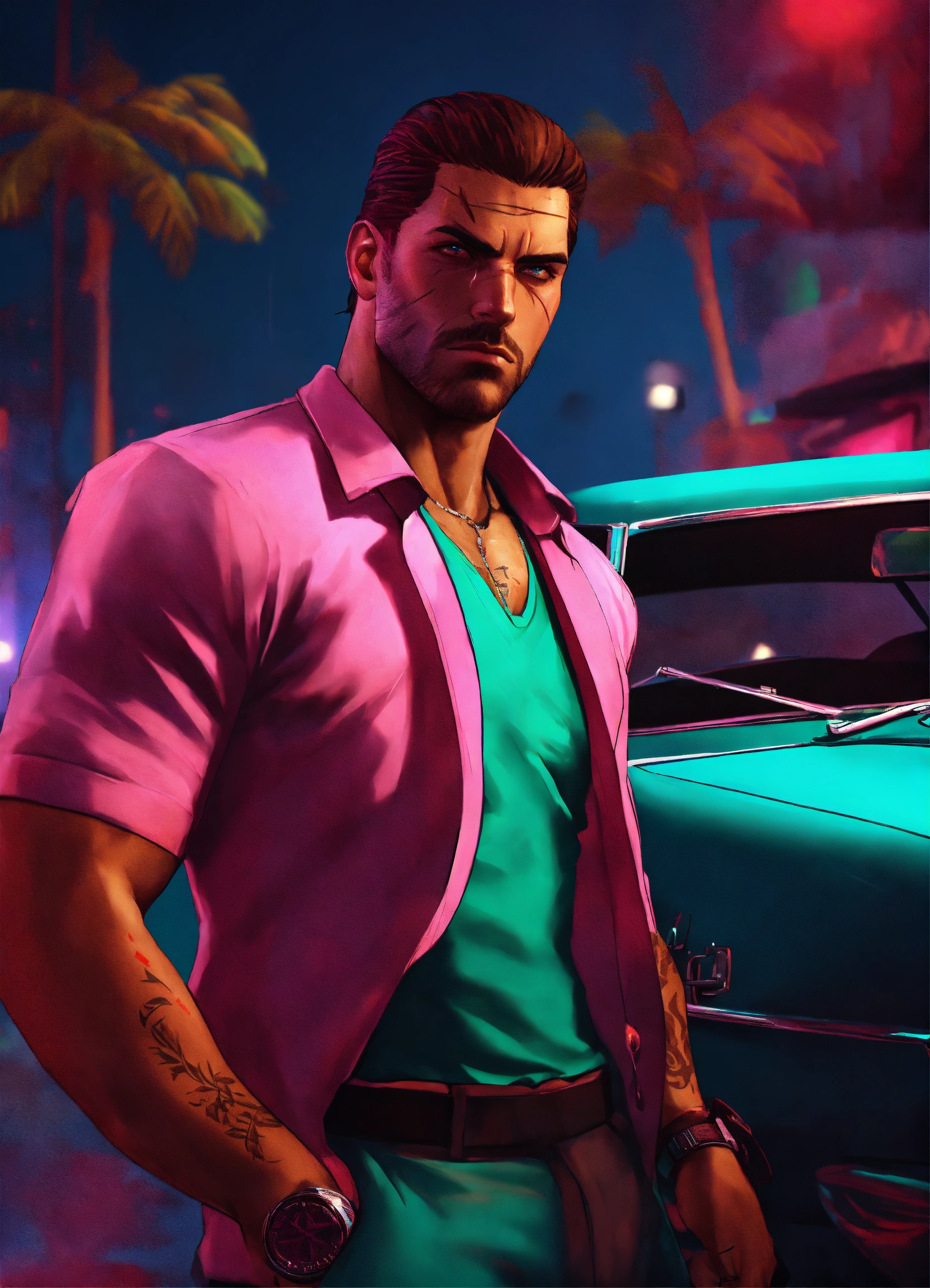 Lexica - A gangsta with scar, tattoo, revenge, man, fearless, greek god ...