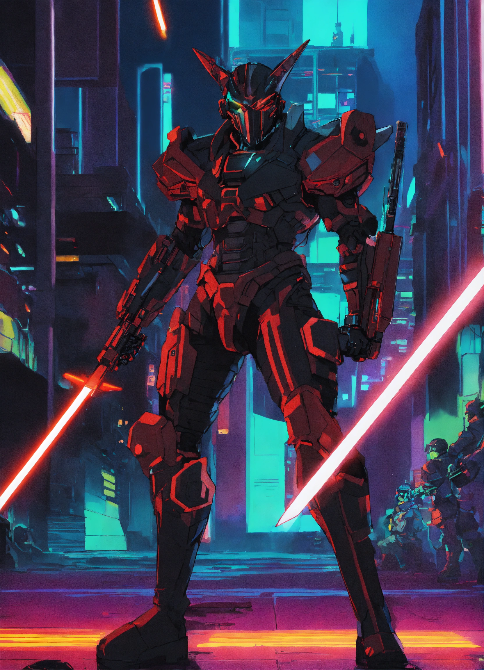 Lexica - 80s anime evil black cyborg antagonist characters with laser ...