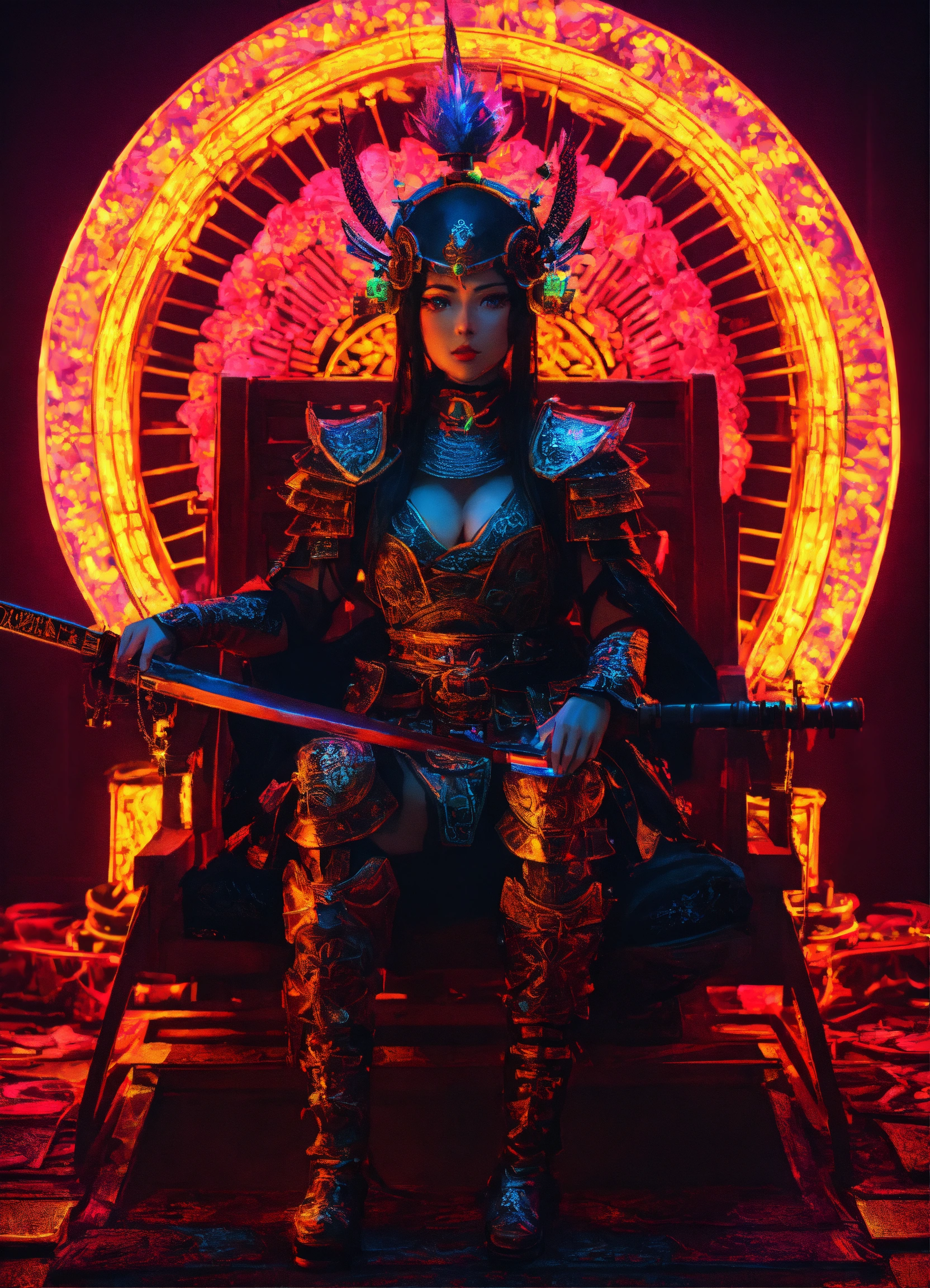 Lexica - Female Samurai Warrior of topaz and shimmer black neon light ...