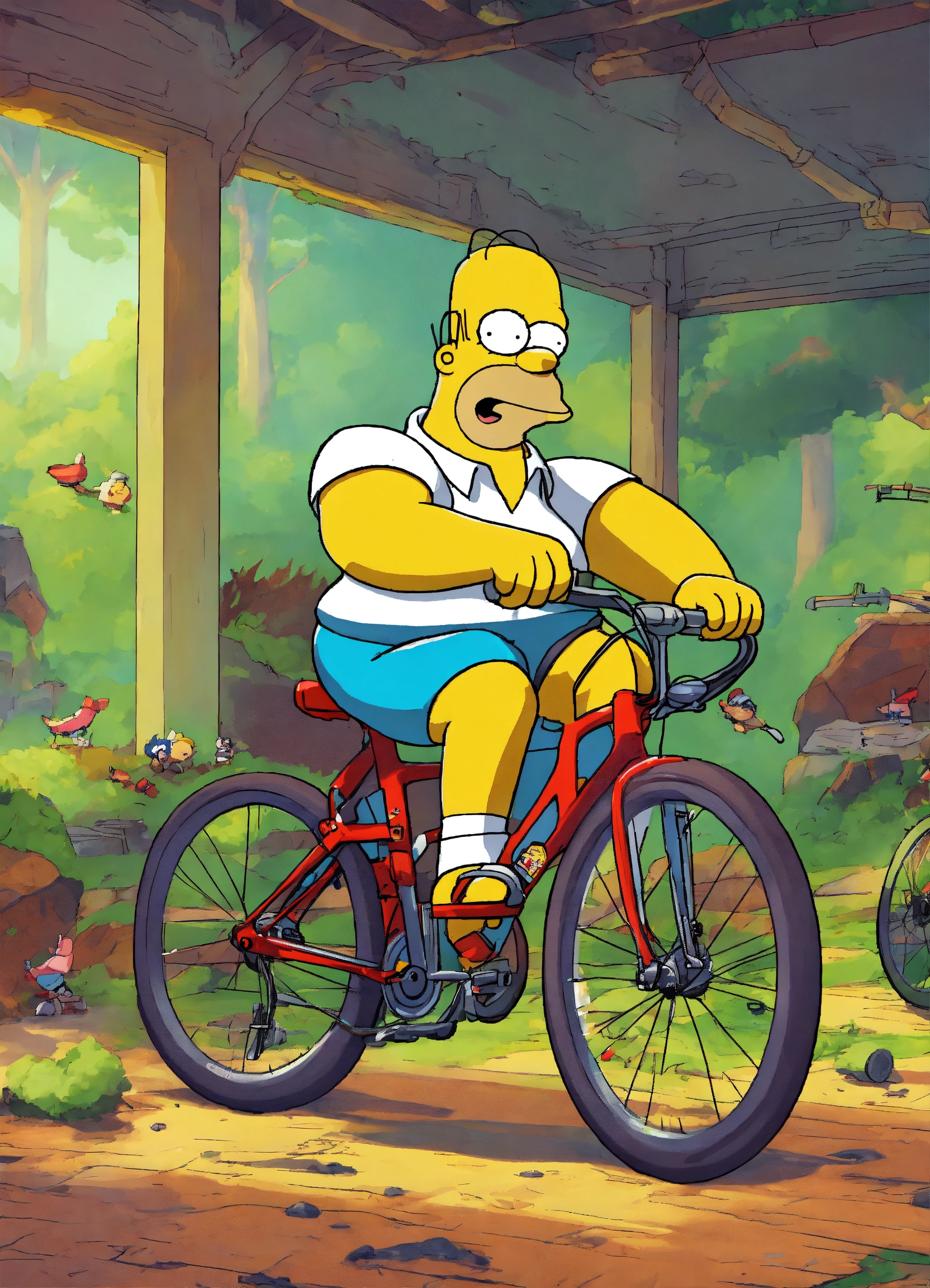 Lexica - Humoristic Homer Simpson mixed wild boar doing bike, amazing ...