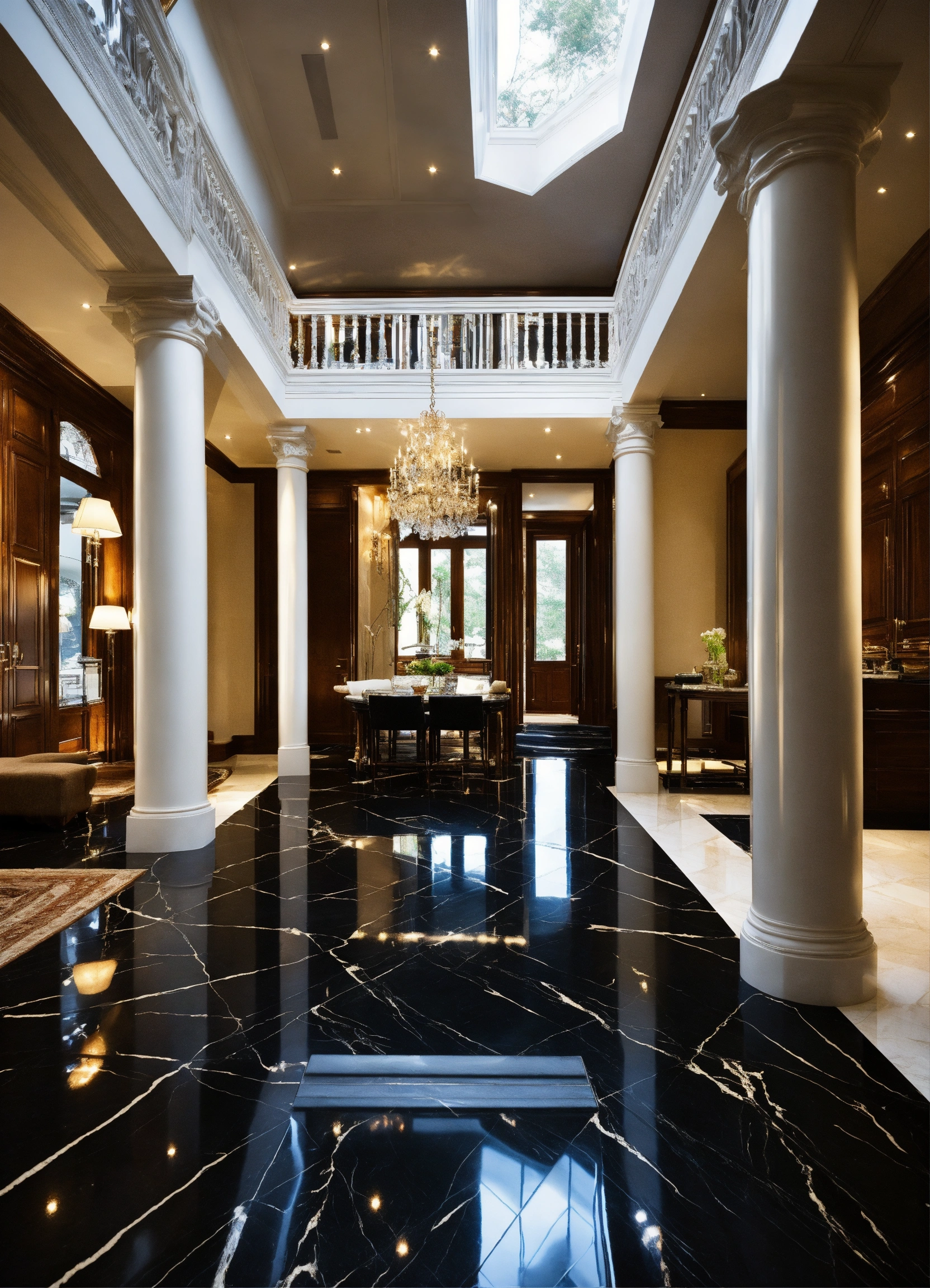 Lexica - Luxury home interior, black marble floors,