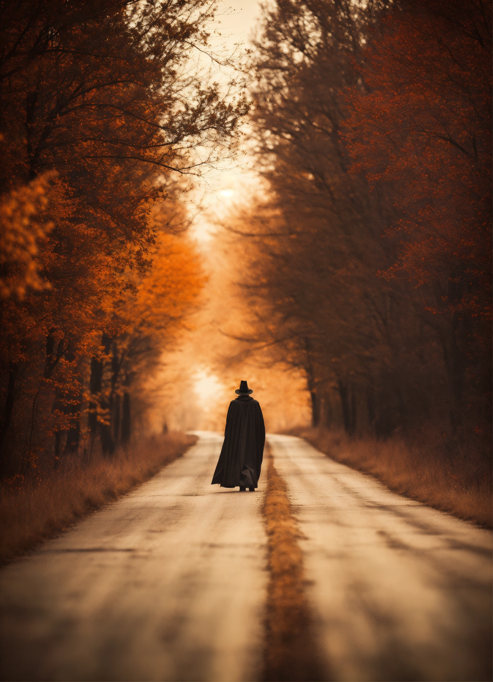 Lexica - A black and white image showing a creepy creep walking down a ...