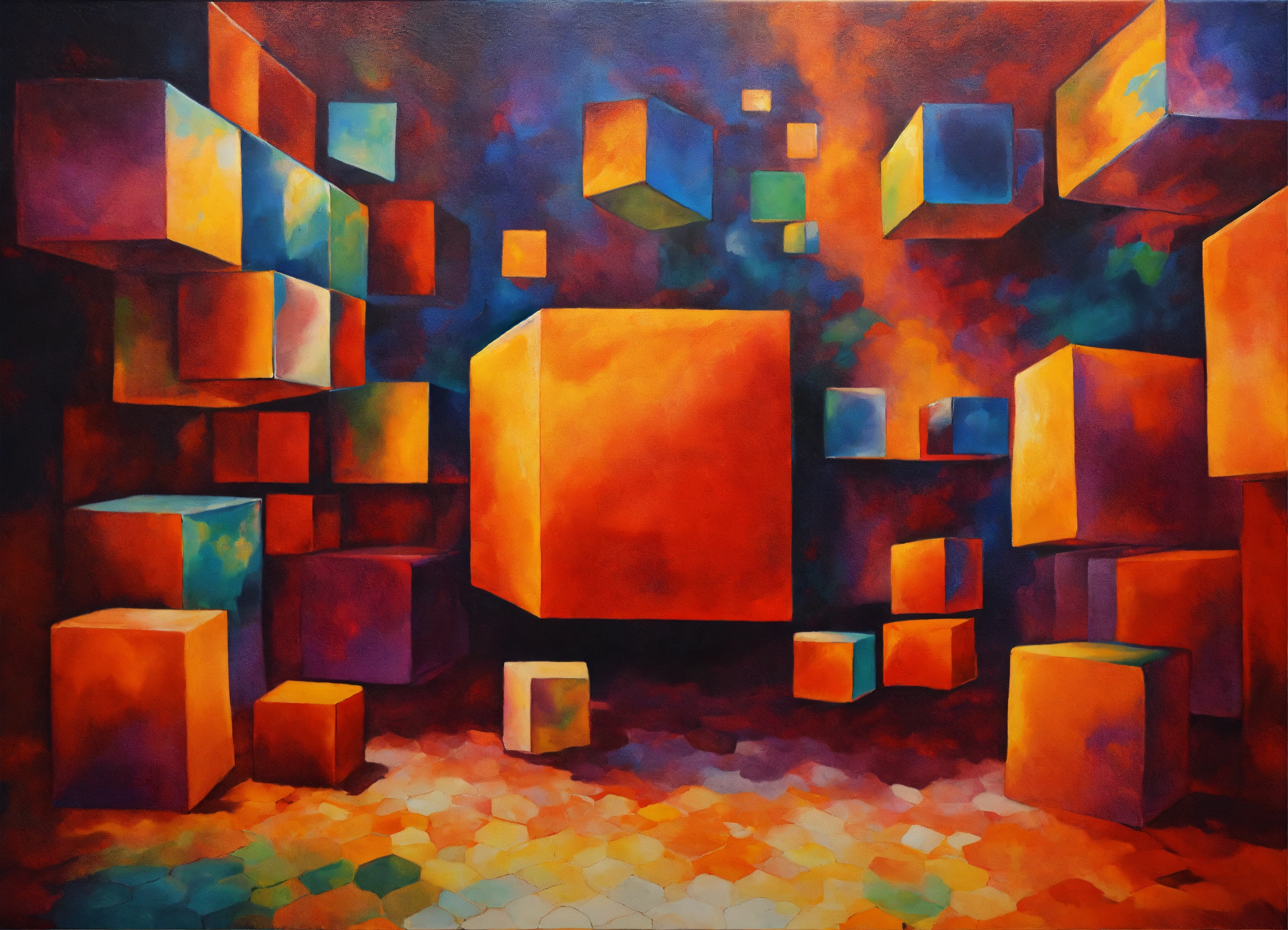Lexica - Very abstract Contemporary art painting CUBES ARE PART OF A ...